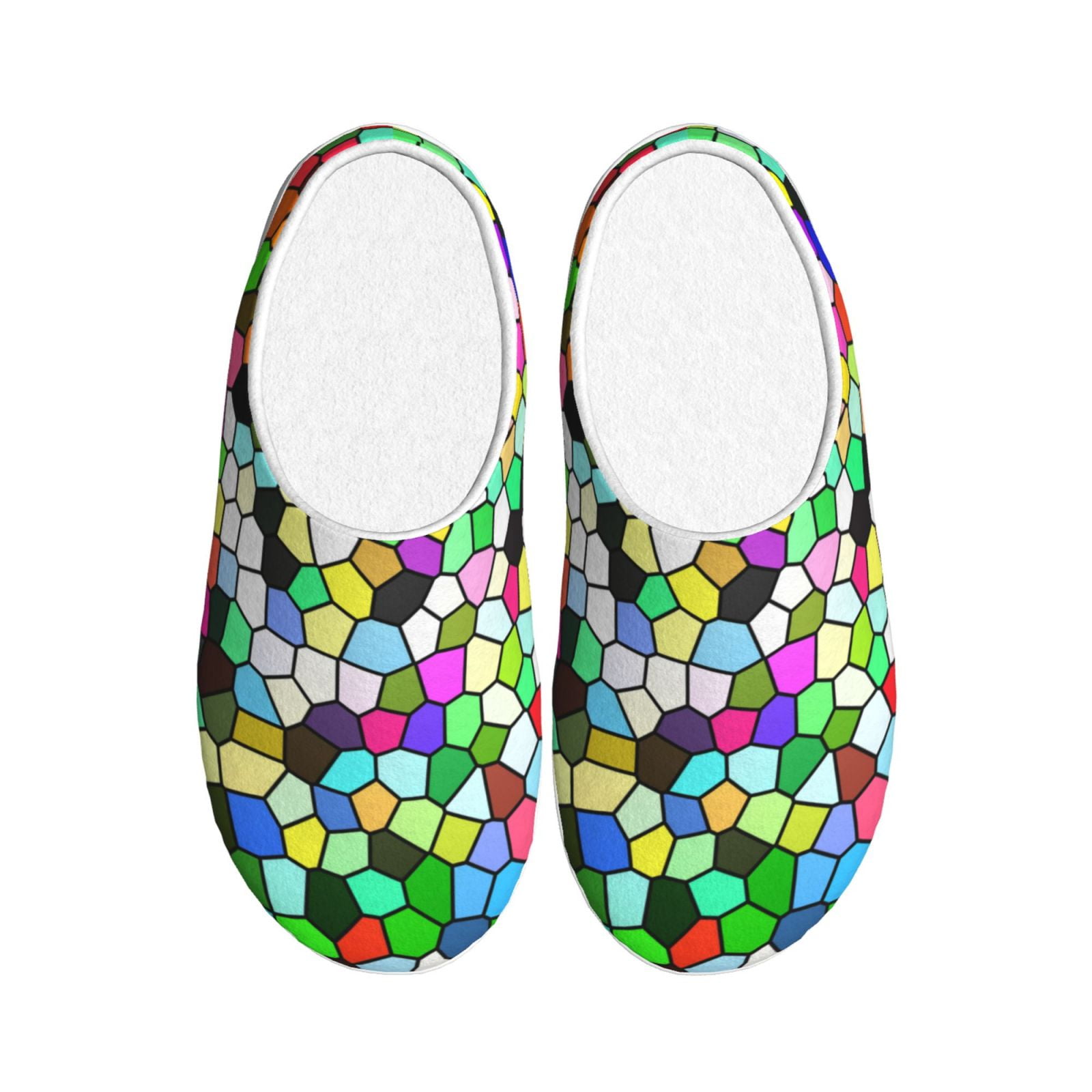 Fotbe Colorful Tie Dye Stained Glass Pattern Women's Fuzzy Curly Fur ...