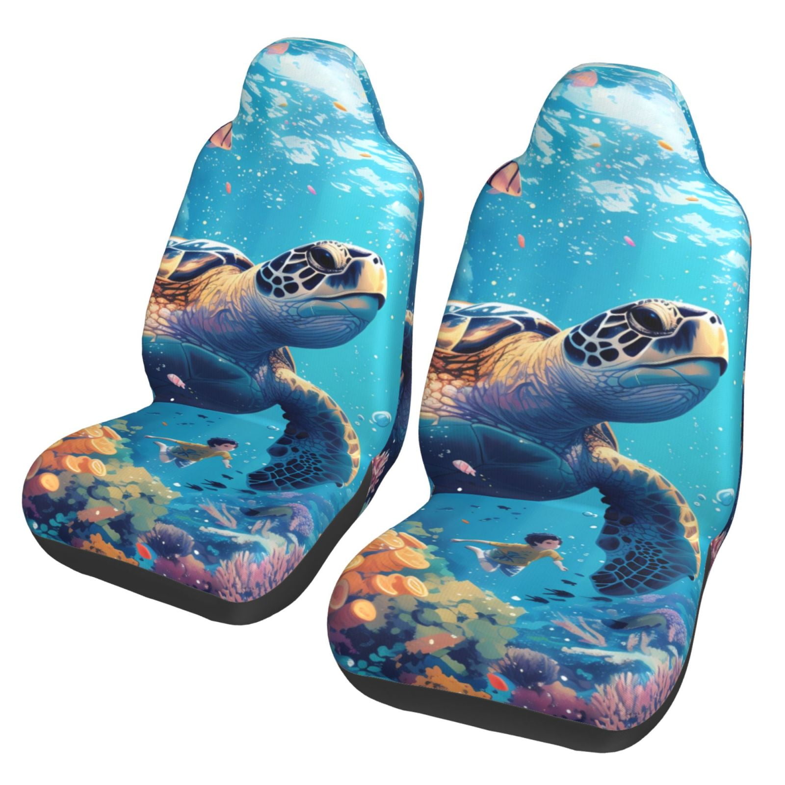 Fotbe Colorful Underwater Plant Turtle Pattern Automotive Seat Covers ...