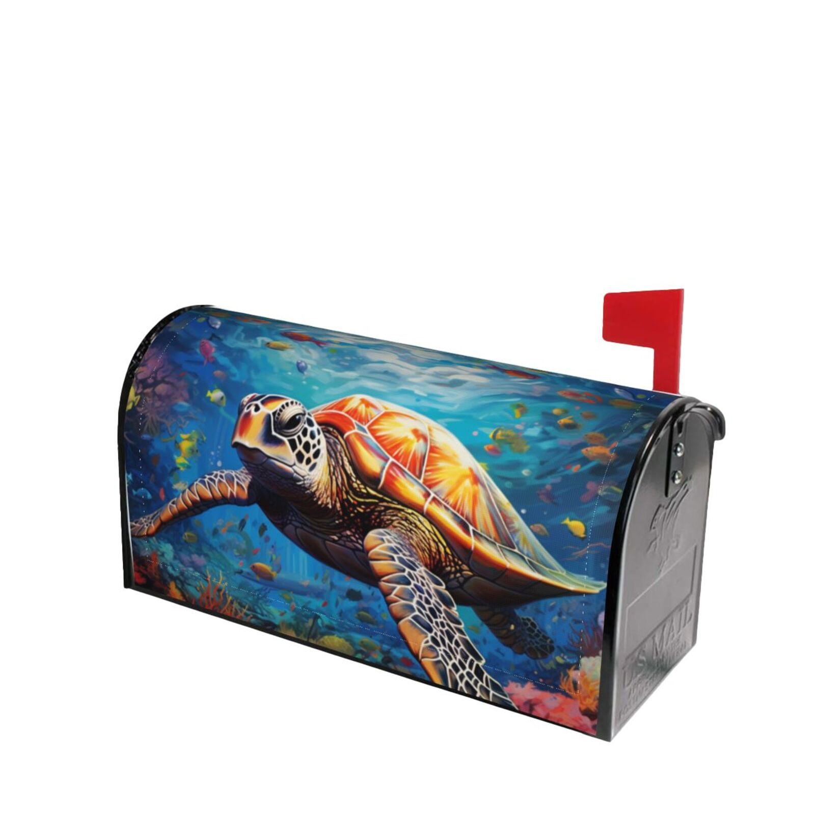 Fotbe Colorful Underwater Sea Turtle Mailbox Covers Post Letter Box ...