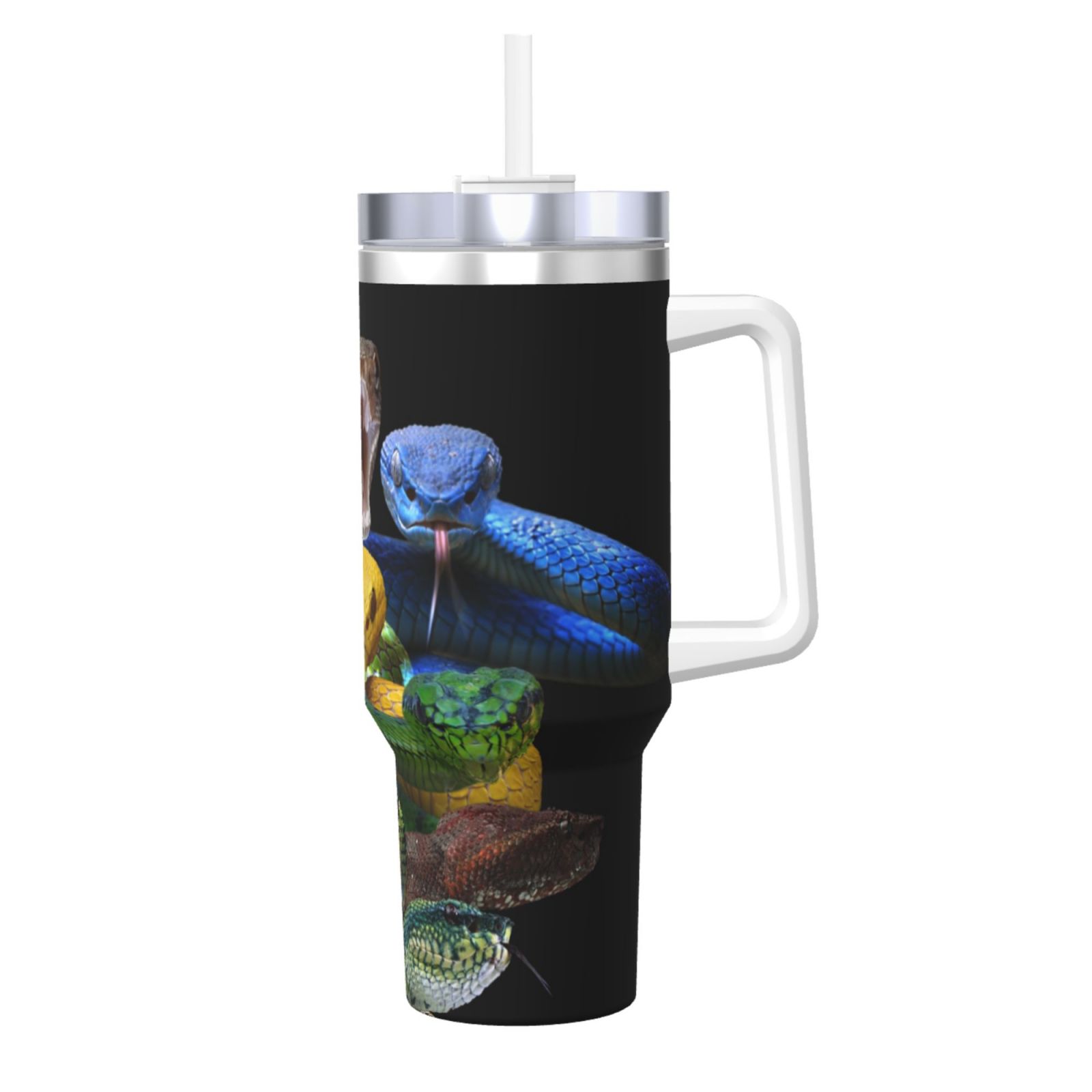 Fotbe Colorful Viper Snake Pattern 40oz Ice Bully With Handle And Straw ...