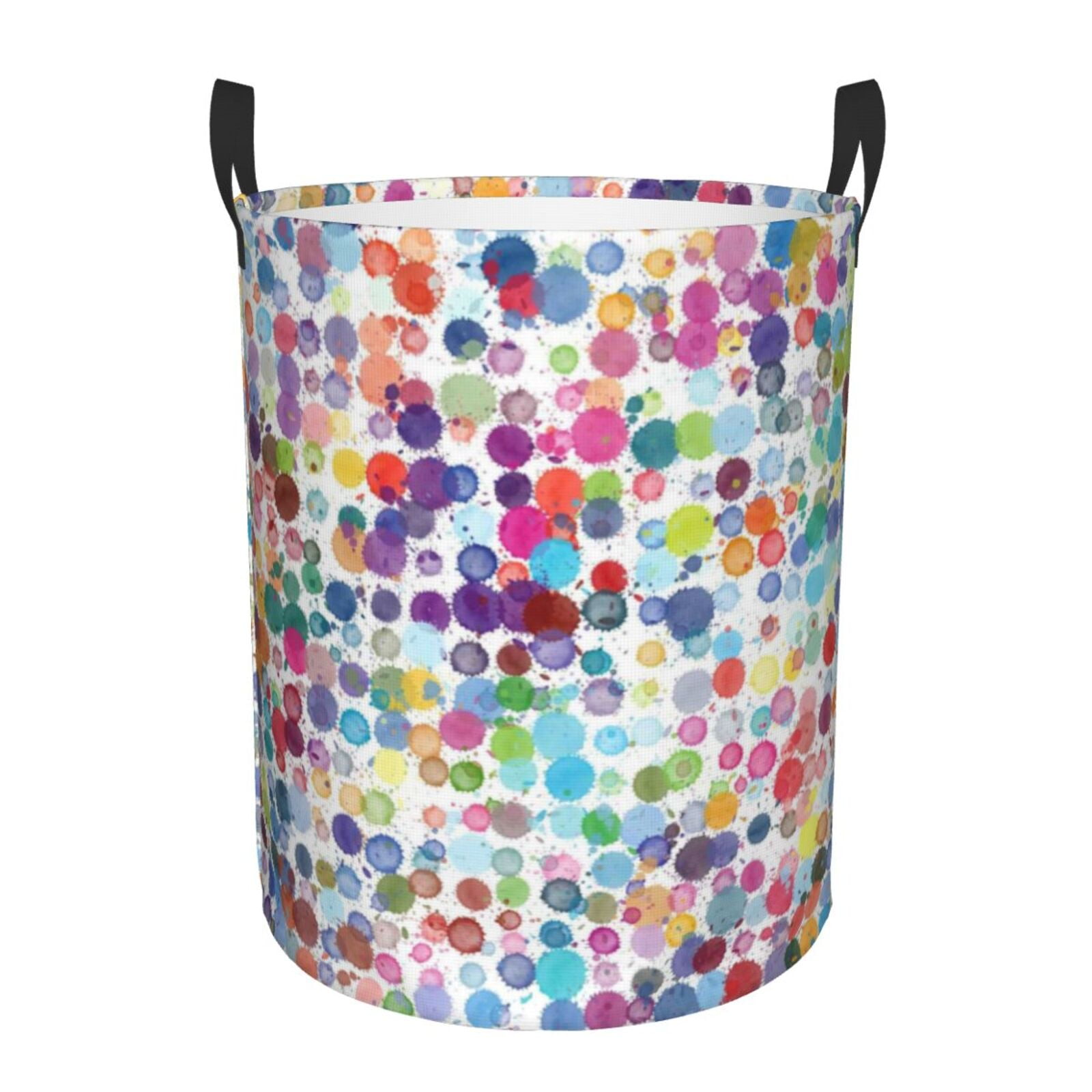 Fotbe Colorful Watercolor Dots Laundry Basket with Handles, Waterproof ...