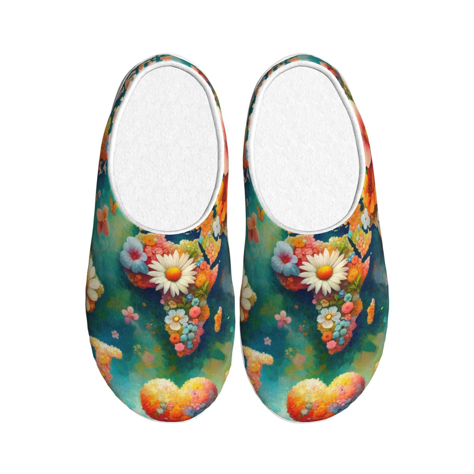 Fotbe Colorful World Map Pattern Women's Fuzzy Curly Fur Memory Foam ...