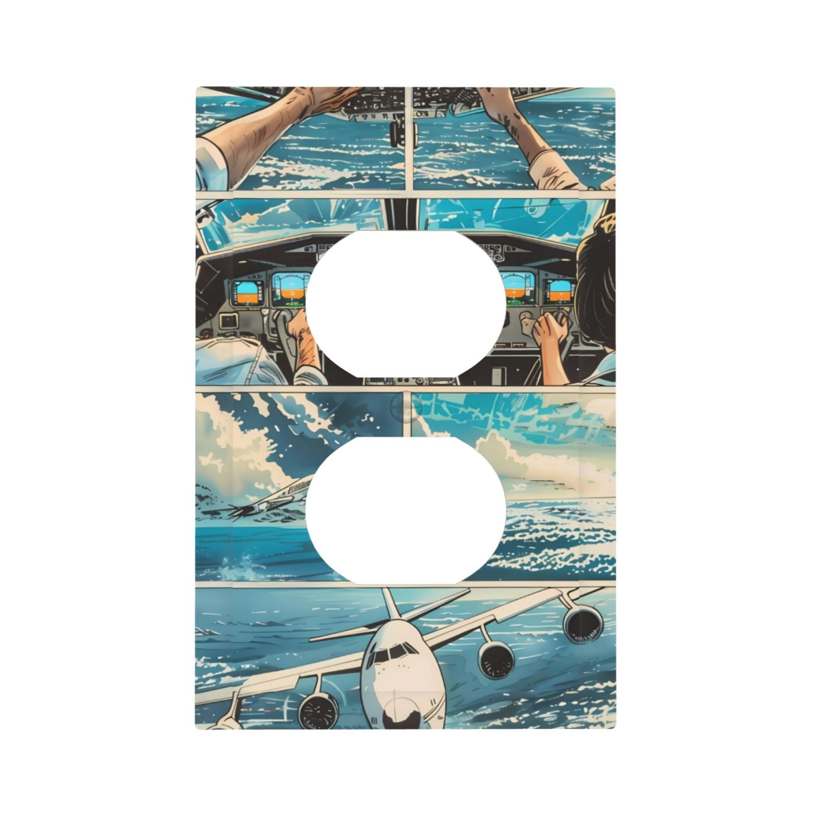 Fotbe Comic Airplane Cockpit Illustration Print Duplex Receptacle Wall ...