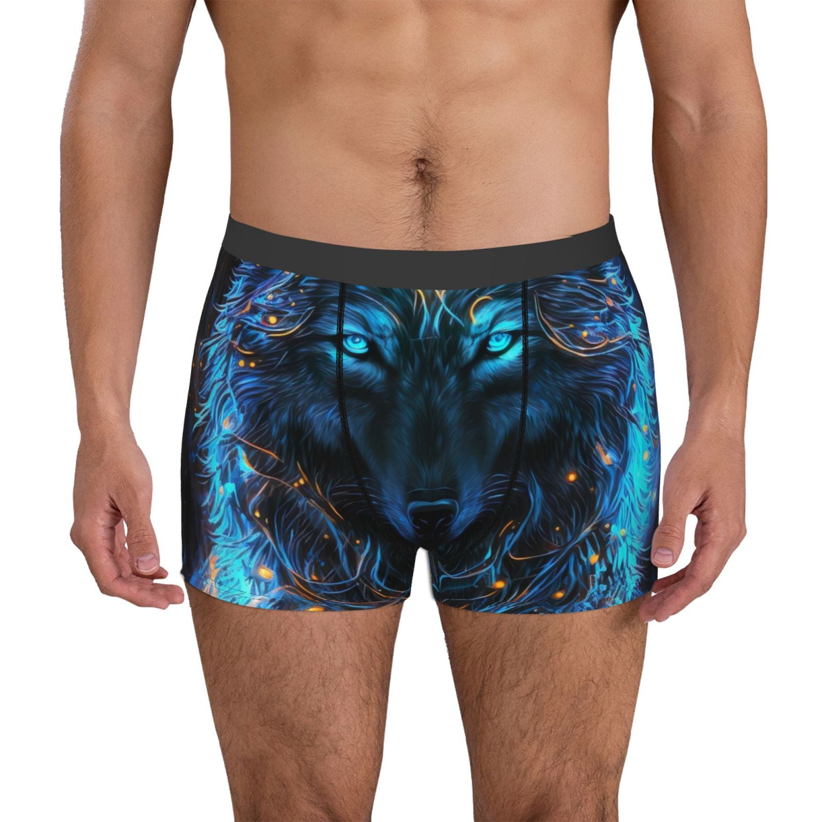 Fotbe Cool Blue Light Wolf Men’s Total Support Pouch Boxer Briefs, X ...