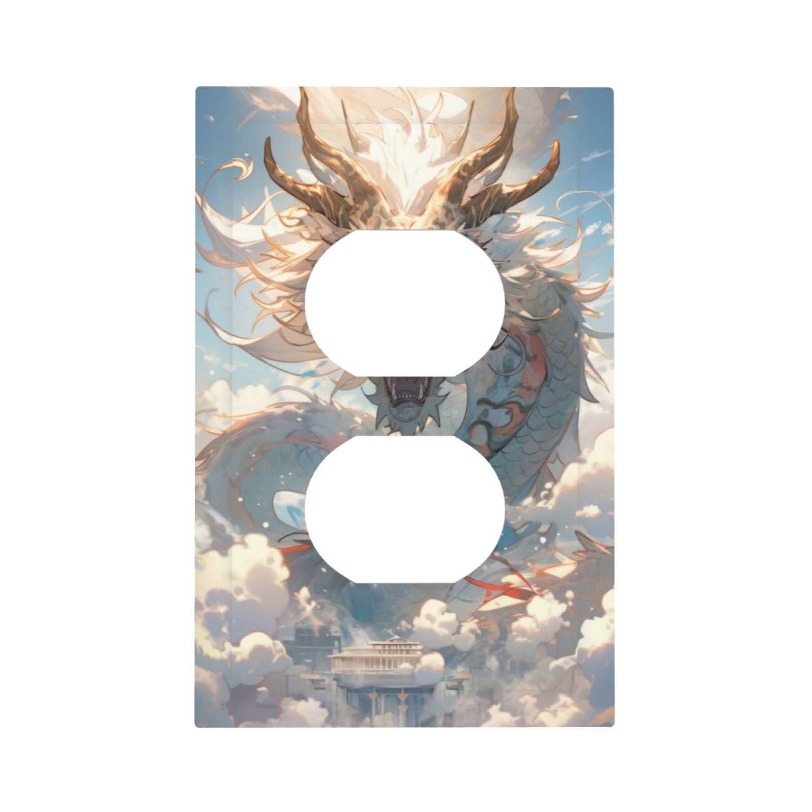 Fotbe Cool Cloud White Dragon Print Duplex Receptacle Wall Plate, 1 ...