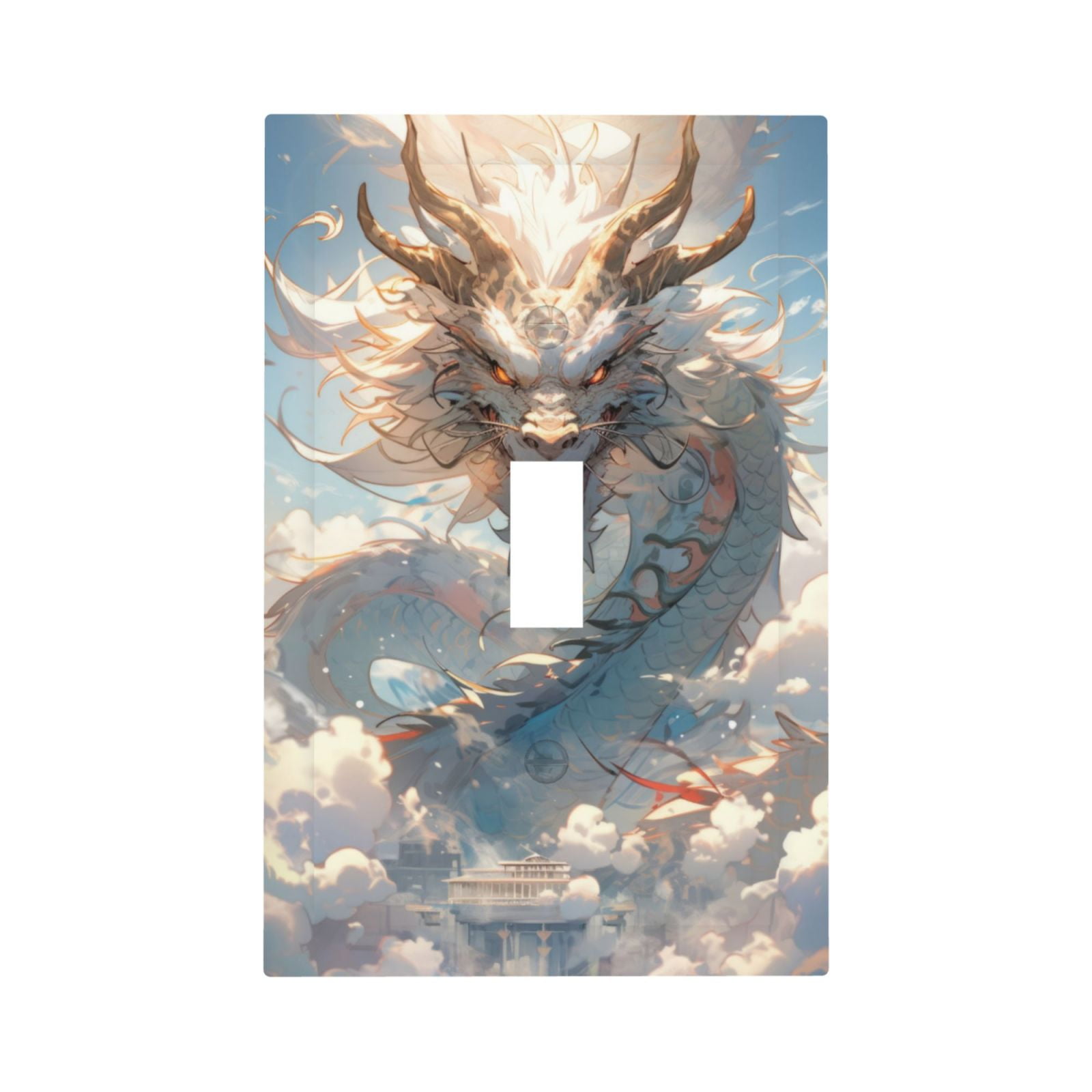 Fotbe Cool Cloud White Dragon Print Duplex Receptacle Wall Plate, 1 ...