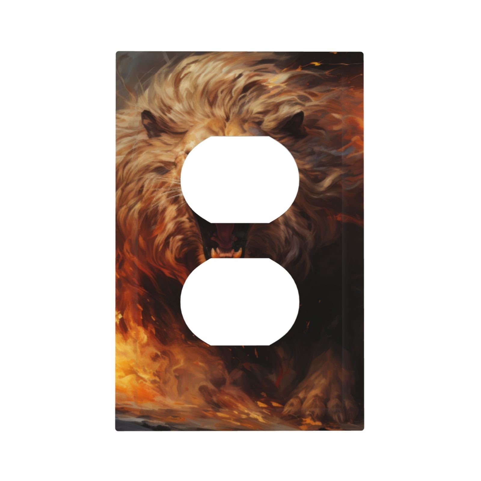 Fotbe Cool Fire Lion Print Duplex Receptacle Wall Plate, 1-Gang 5.0" x3 ...