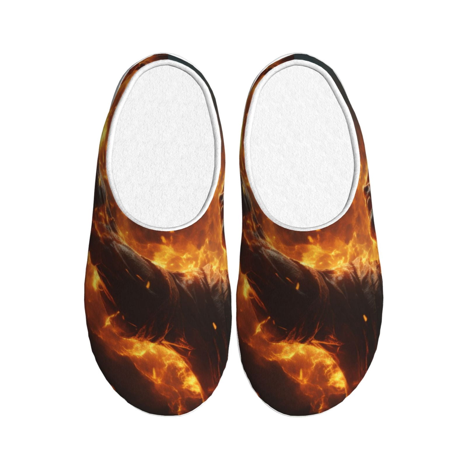 Fotbe Cool Fire Man Pattern Women's Fuzzy Curly Fur Memory Foam Loafer ...