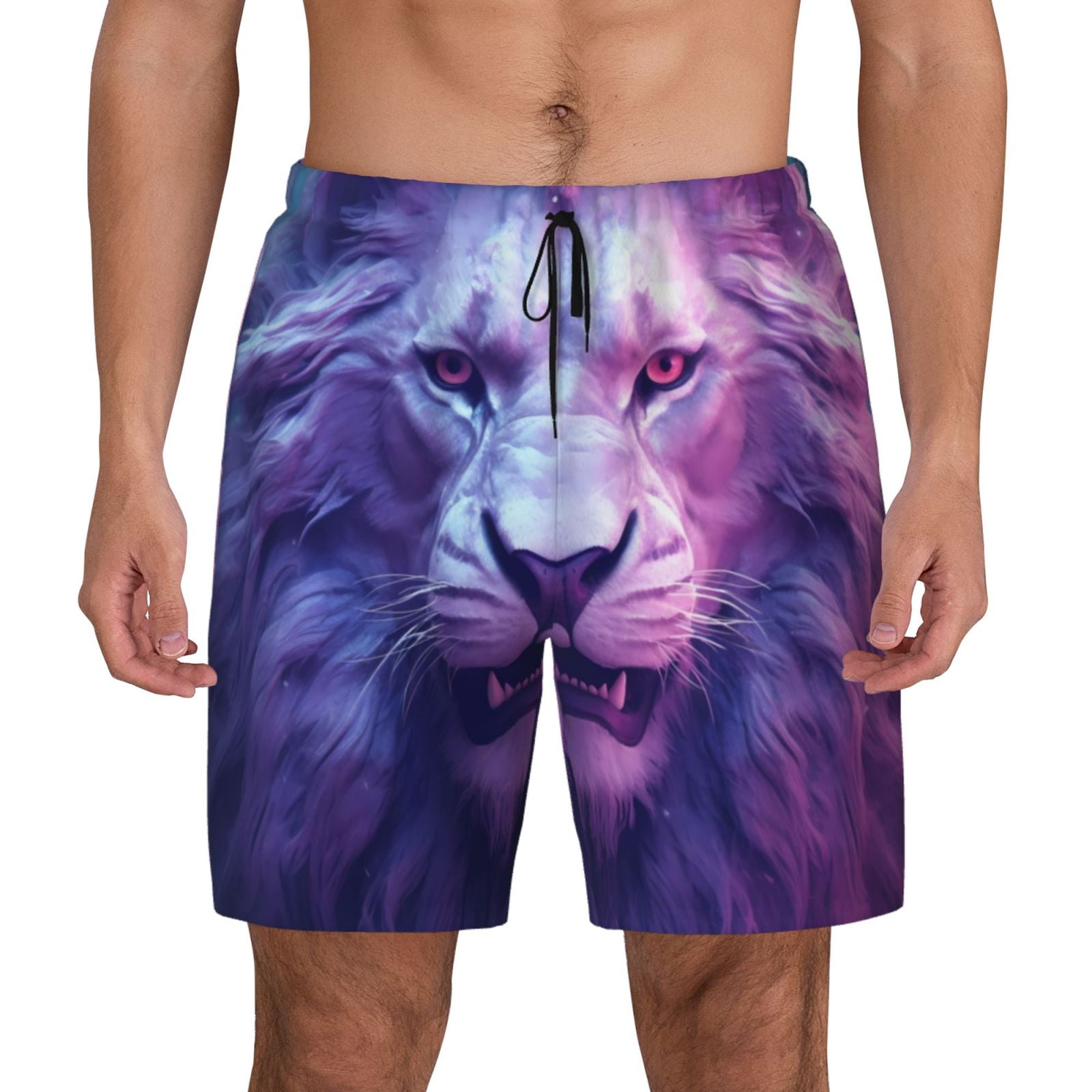 Fotbe Cool Lion Head Men’s Swim Trunks Quick Dry Swim Shorts Board ...