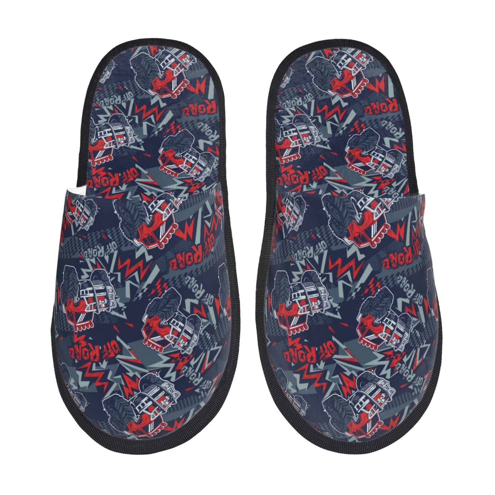 Fotbe Cool Red Off-Road Vehicle Pattern Women's Fuzzy Slippers Plush ...