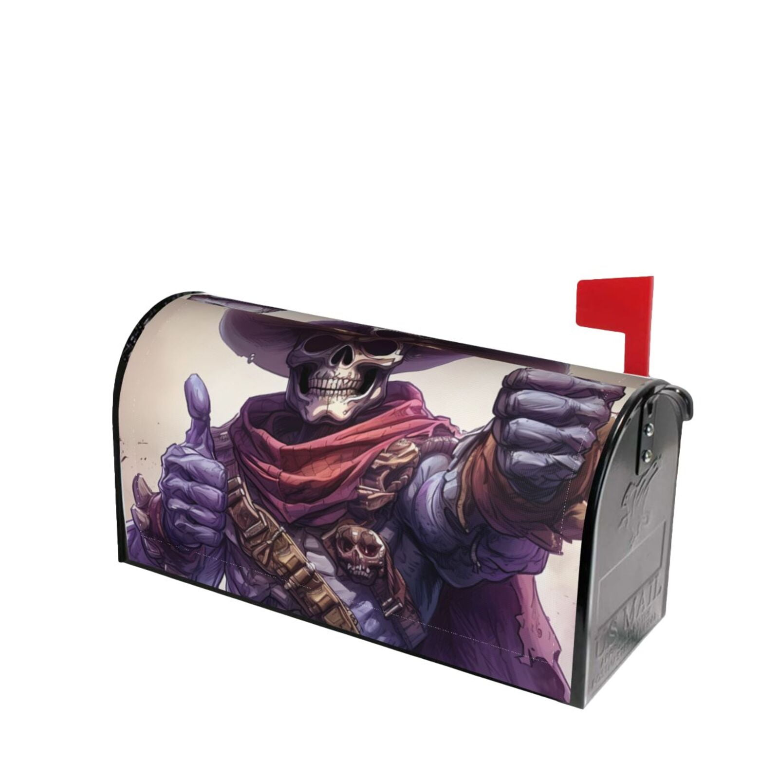 Fotbe Cool Skull Cowboy Mailbox Covers Post Letter Box Cover Garden ...