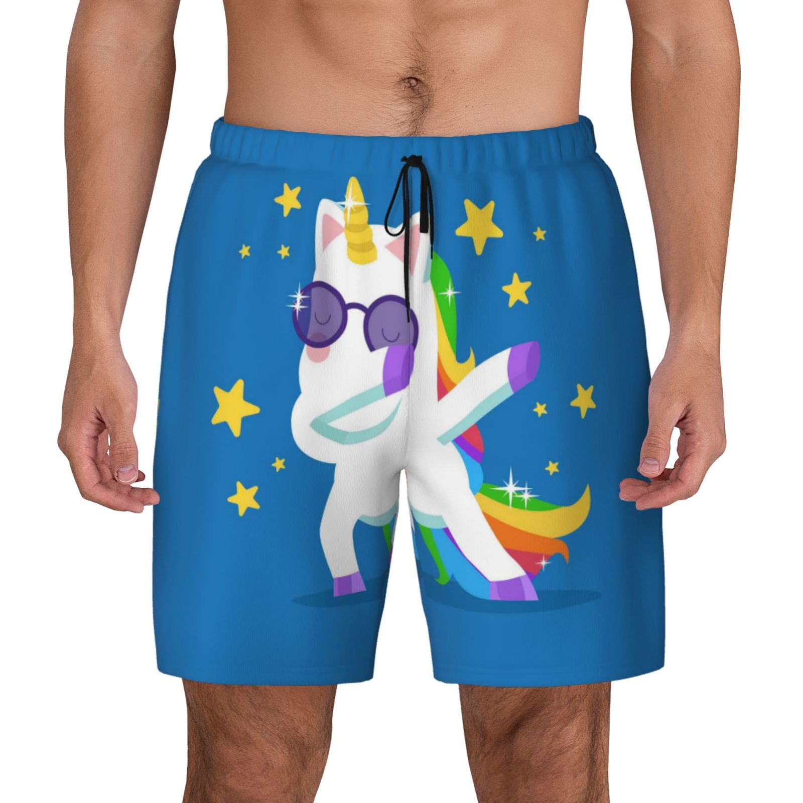 Fotbe Cool Unicorn Star Golden Men’s Swim Trunks Quick Dry Swim Shorts ...