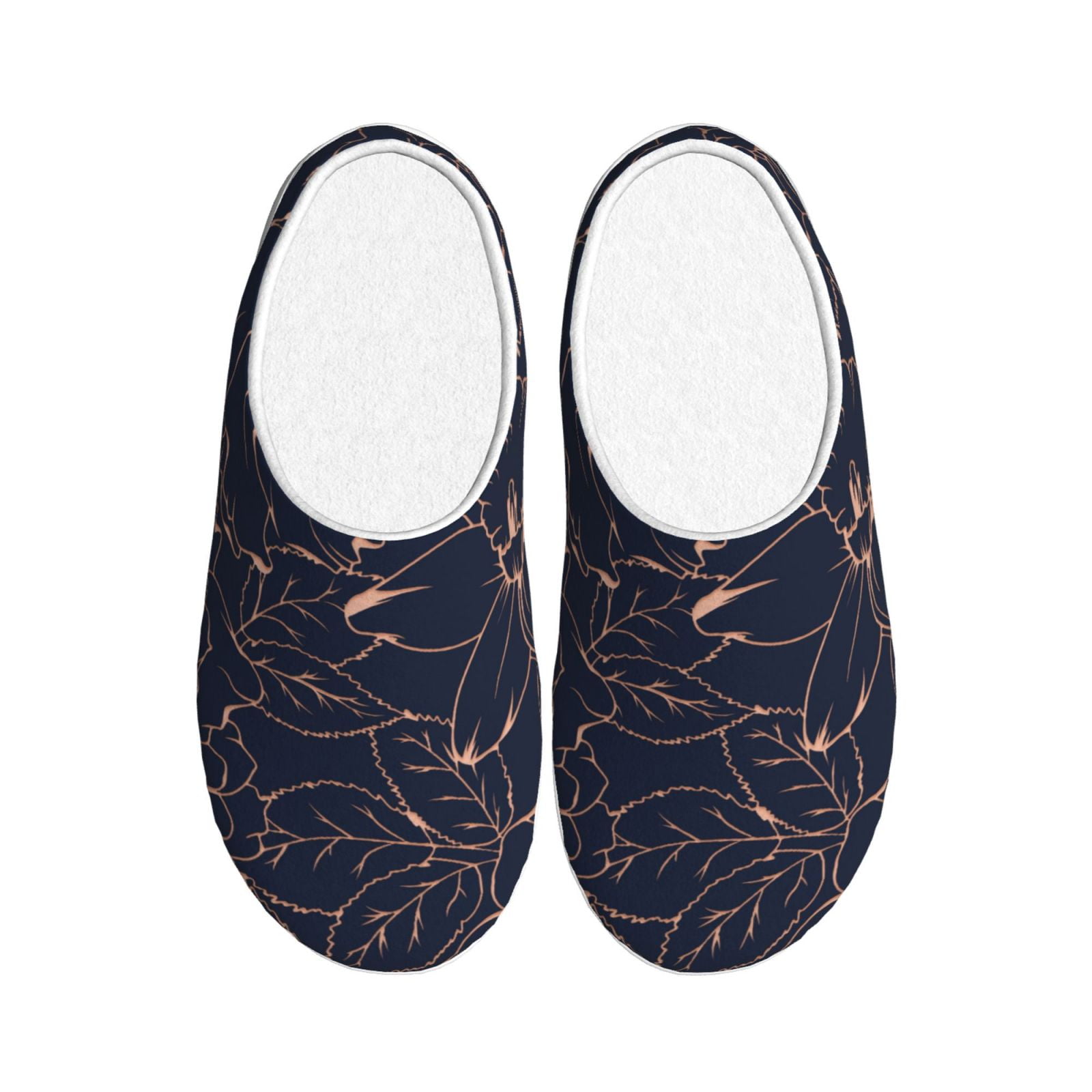 Fotbe Copper-Gold Gloss Outline Flower Pattern Women's Fuzzy Curly Fur ...