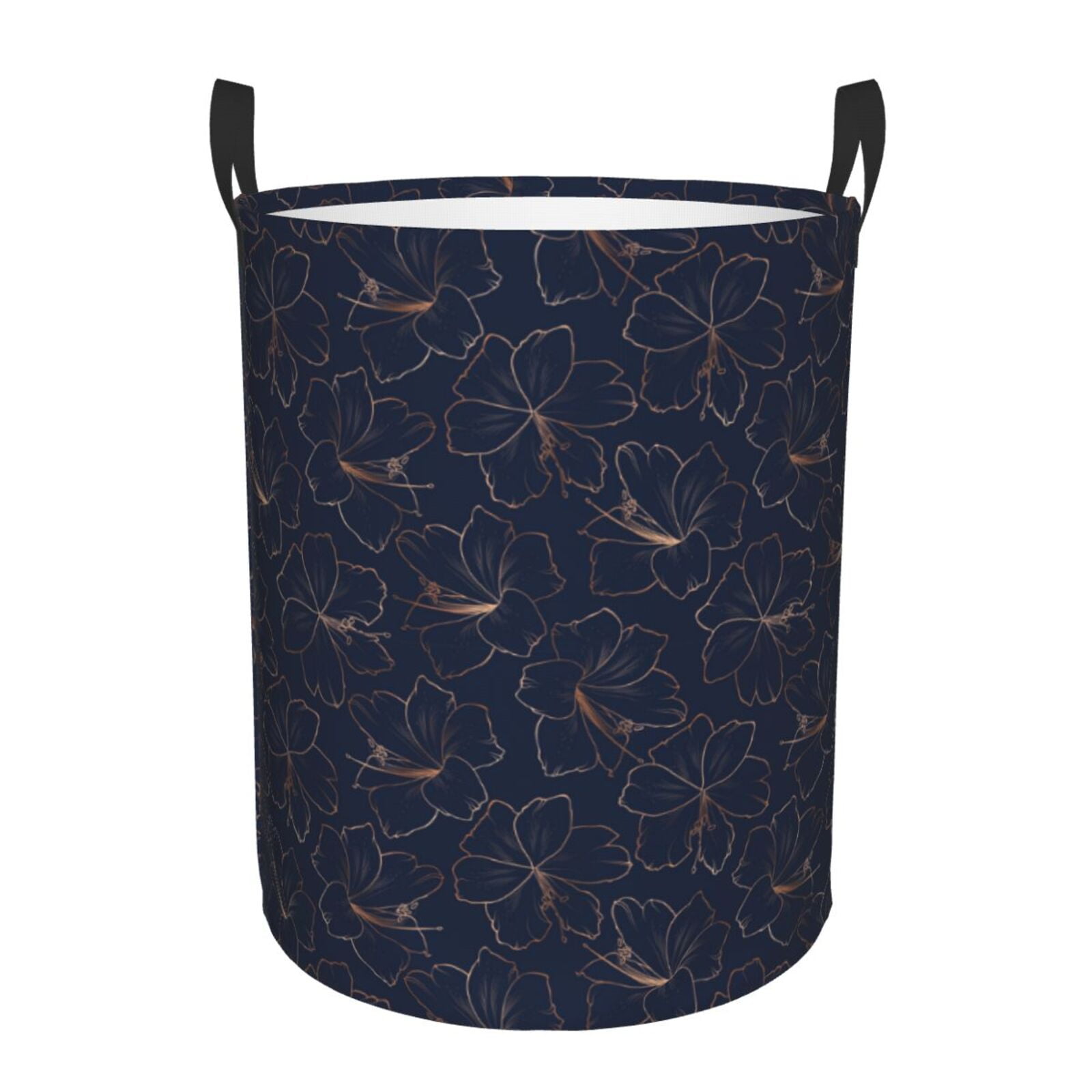 Fotbe Copper-Gold Gloss Outline Lily Flower Laundry Basket with Handles ...