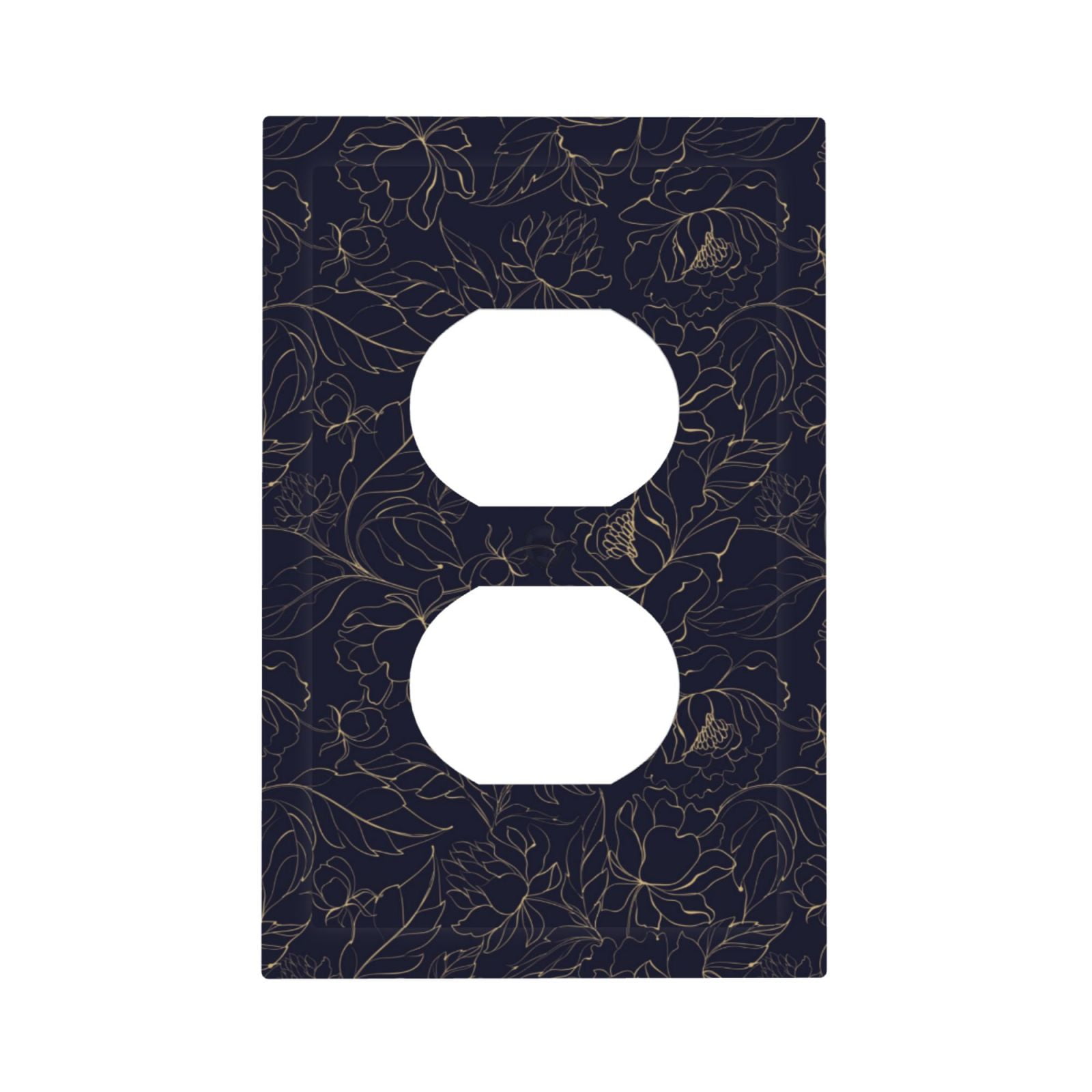 Fotbe Copper-Gold Gloss Outline Peony Print Duplex Receptacle Wall ...