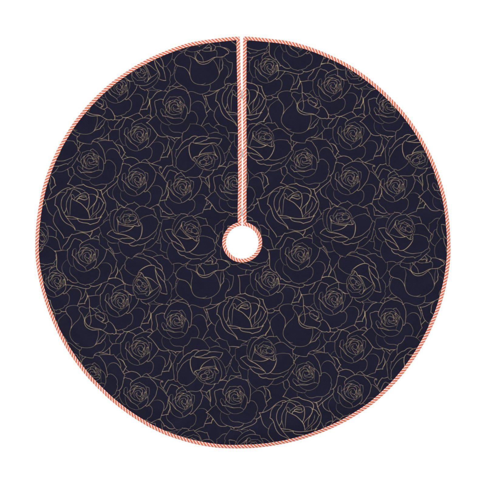 Fotbe Copper-Gold Gloss Outline Rose1 Pattern Christmas Tree Skirt ...