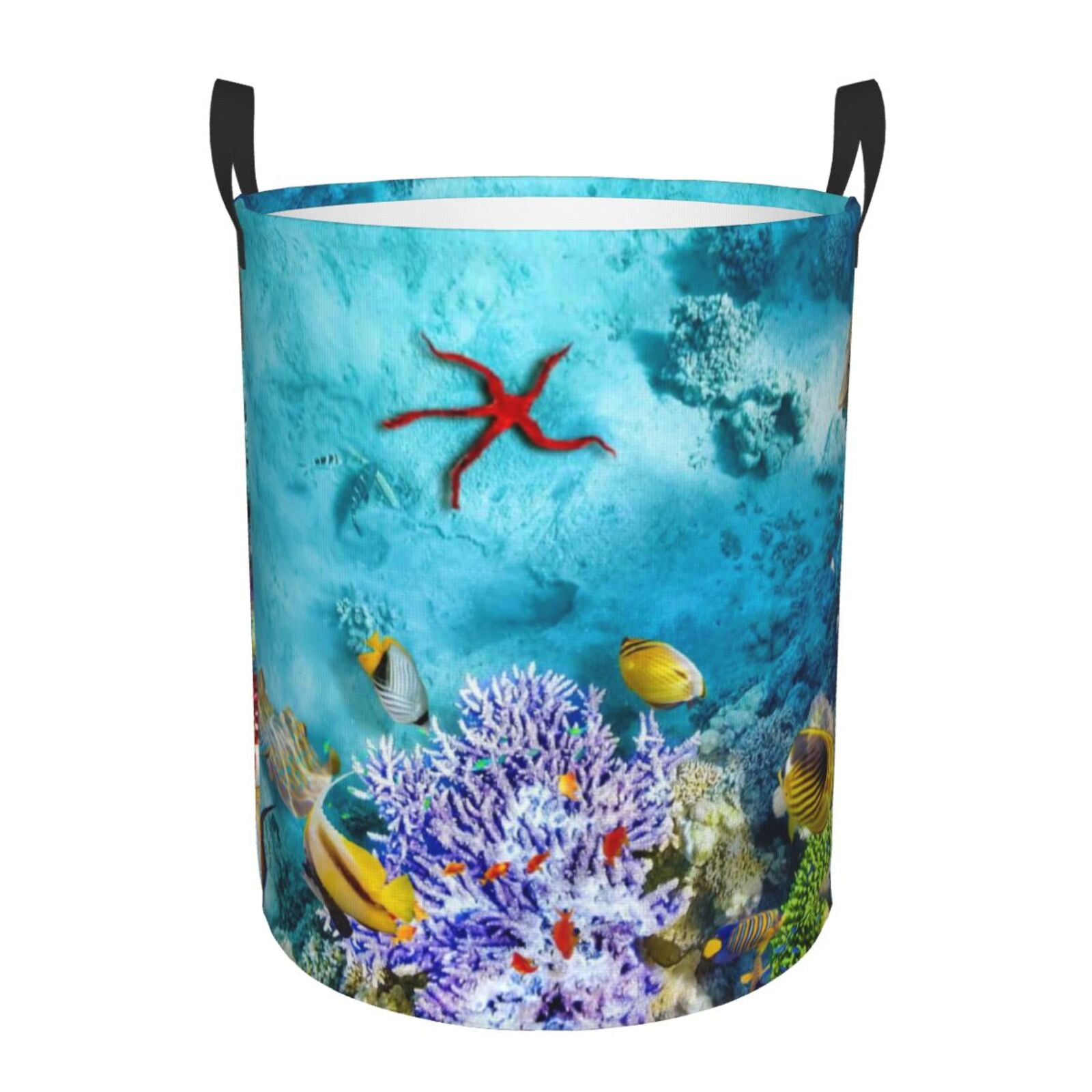 Fotbe Corals and Tropical Fish Laundry Basket with Handles, Waterproof ...