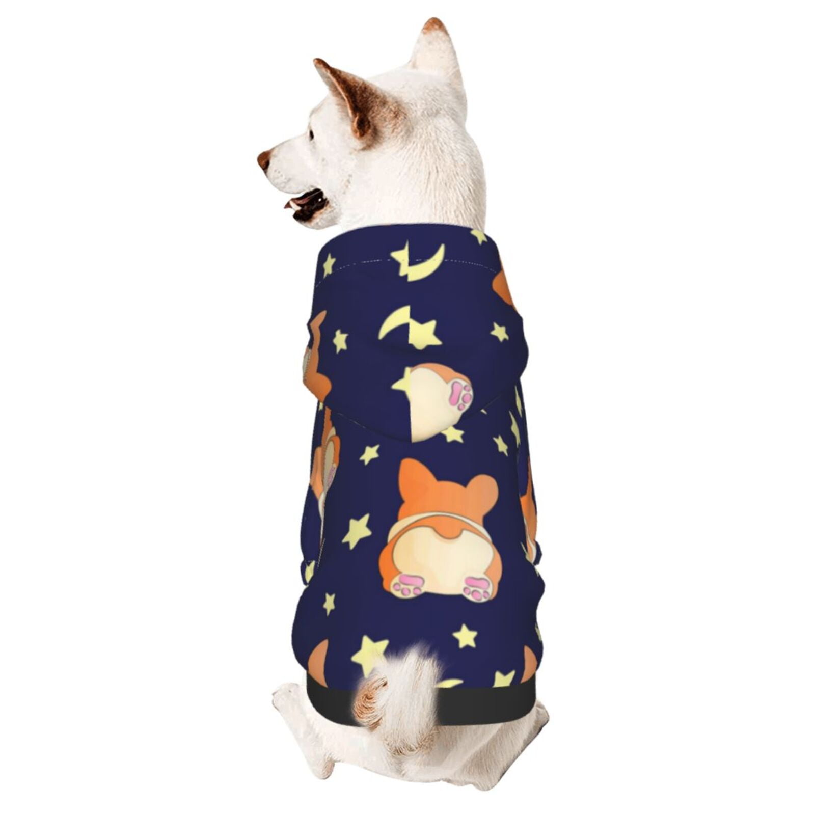 Fotbe Corgi Lying With Moons And Stars Print Small Dog Sweater Hoodies ...