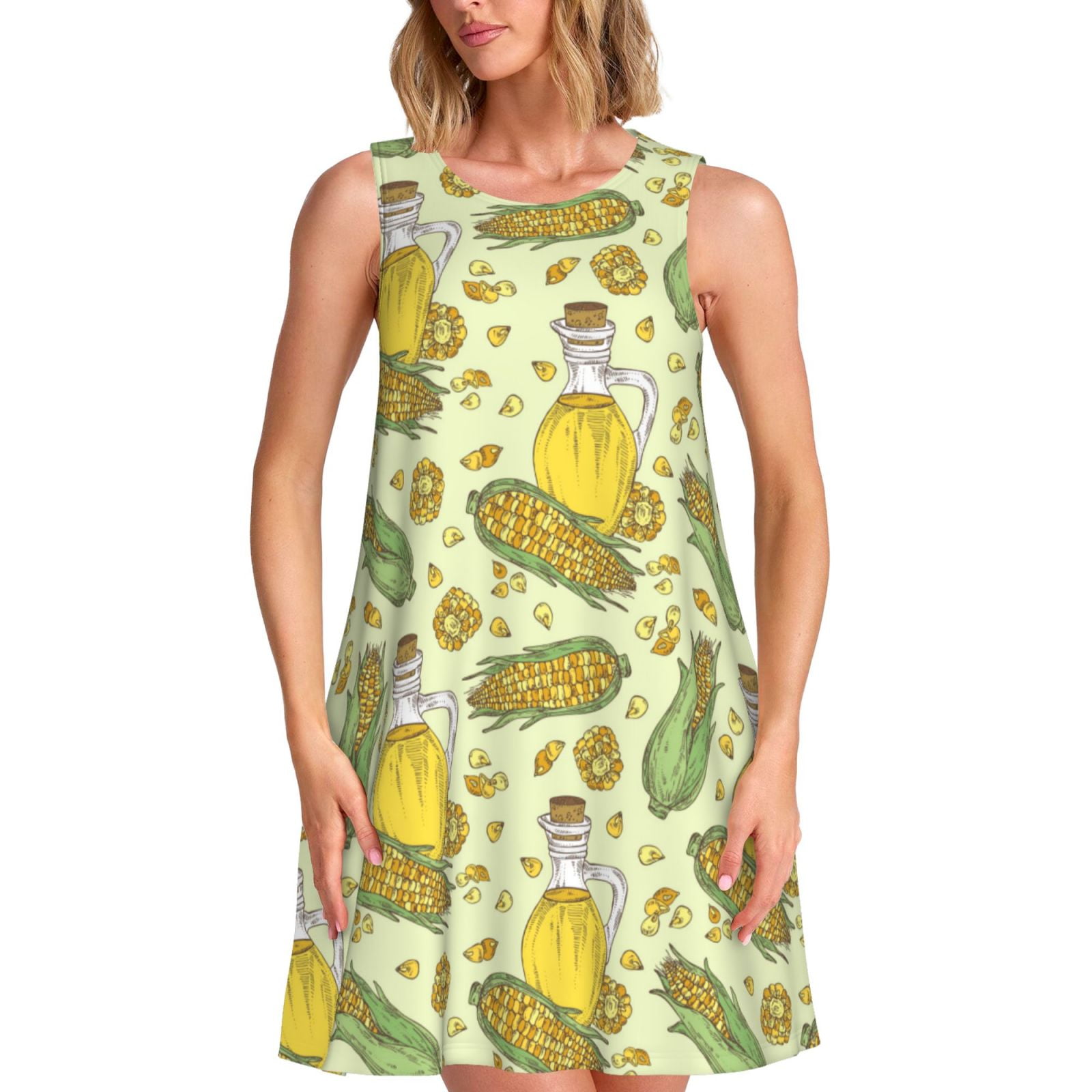 Fotbe Corn And Corn Oil Pattern Women’s Summer Tank Midi Dress ...