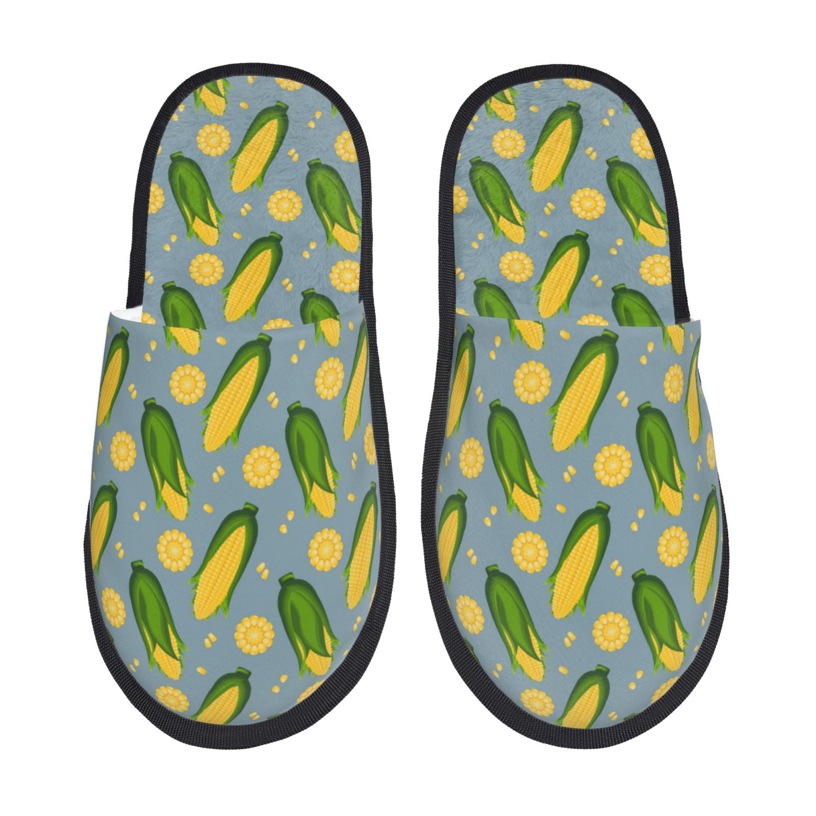Fotbe Corn On The Leaves Pattern Women's Fuzzy Slippers Plush Slippers ...