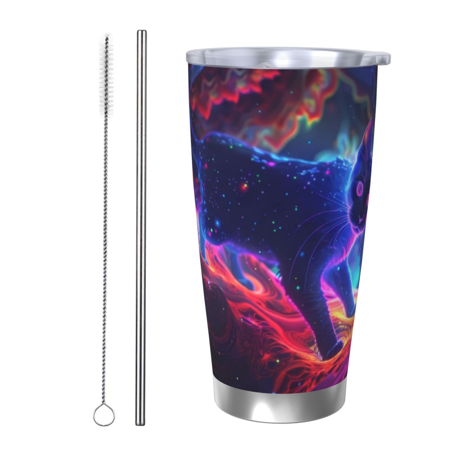 Fotbe Cosmic Cat Psychedelic Journey Pattern 20 oz Tumbler Stainless ...