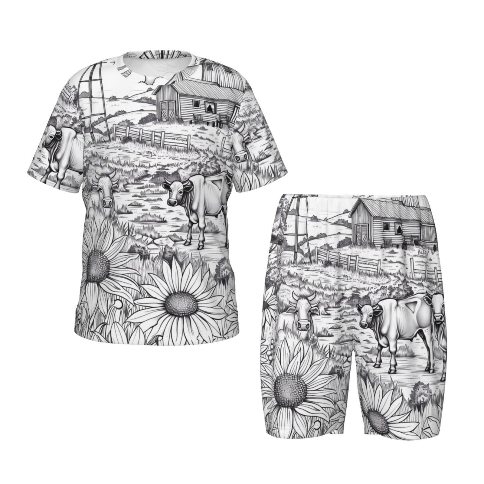 Fotbe Country Farm Scene Pattern Kids’ 2-Piece Pajama Set – Comfortable ...