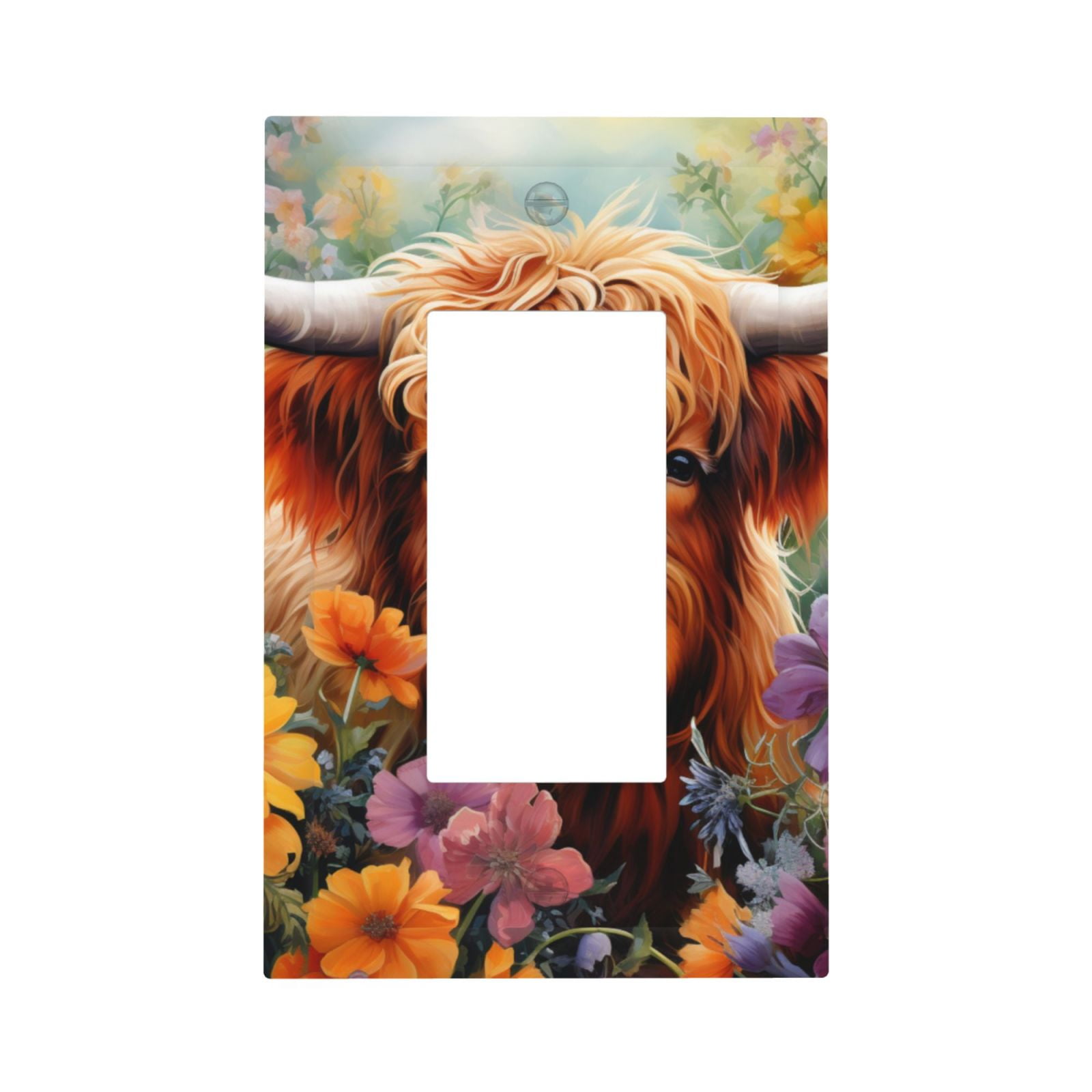Fotbe Countryside Colorful Floral Cow Print Duplex Receptacle Wall ...