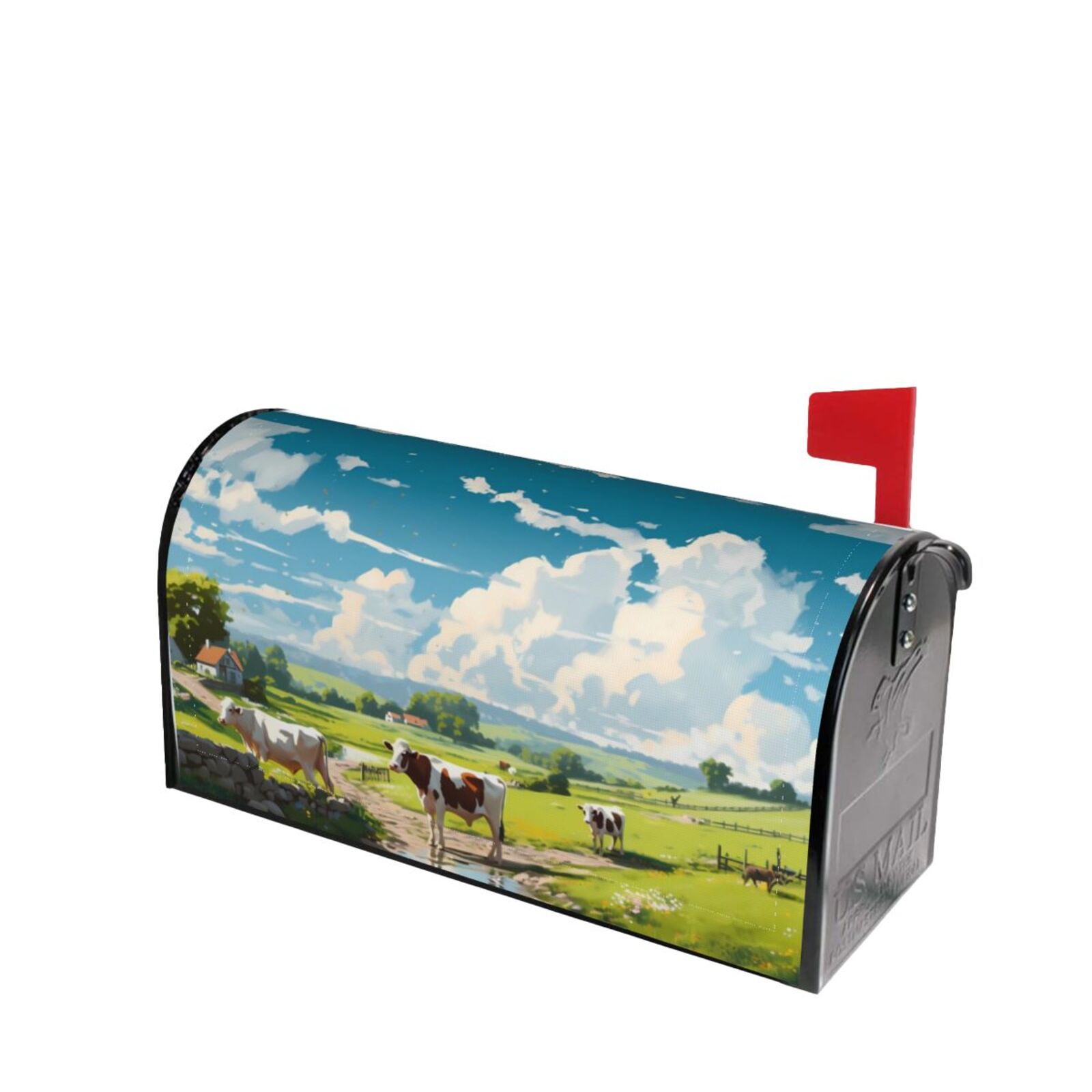 Fotbe Countryside Farm Cow Mailbox Covers Post Letter Box Cover Garden ...