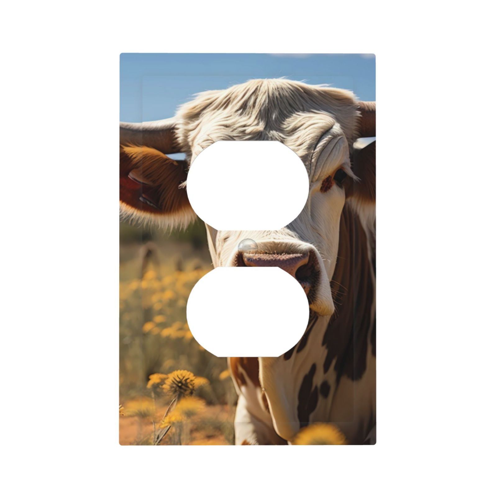 Fotbe Countryside Flower Cow Print Duplex Receptacle Wall Plate, 1-Gang ...