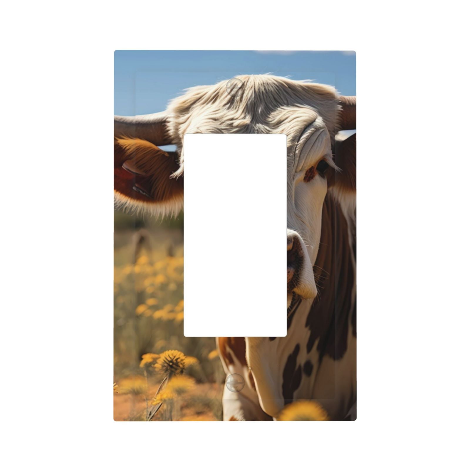 Fotbe Countryside Flower Cow Print Duplex Receptacle Wall Plate, 1-Gang ...