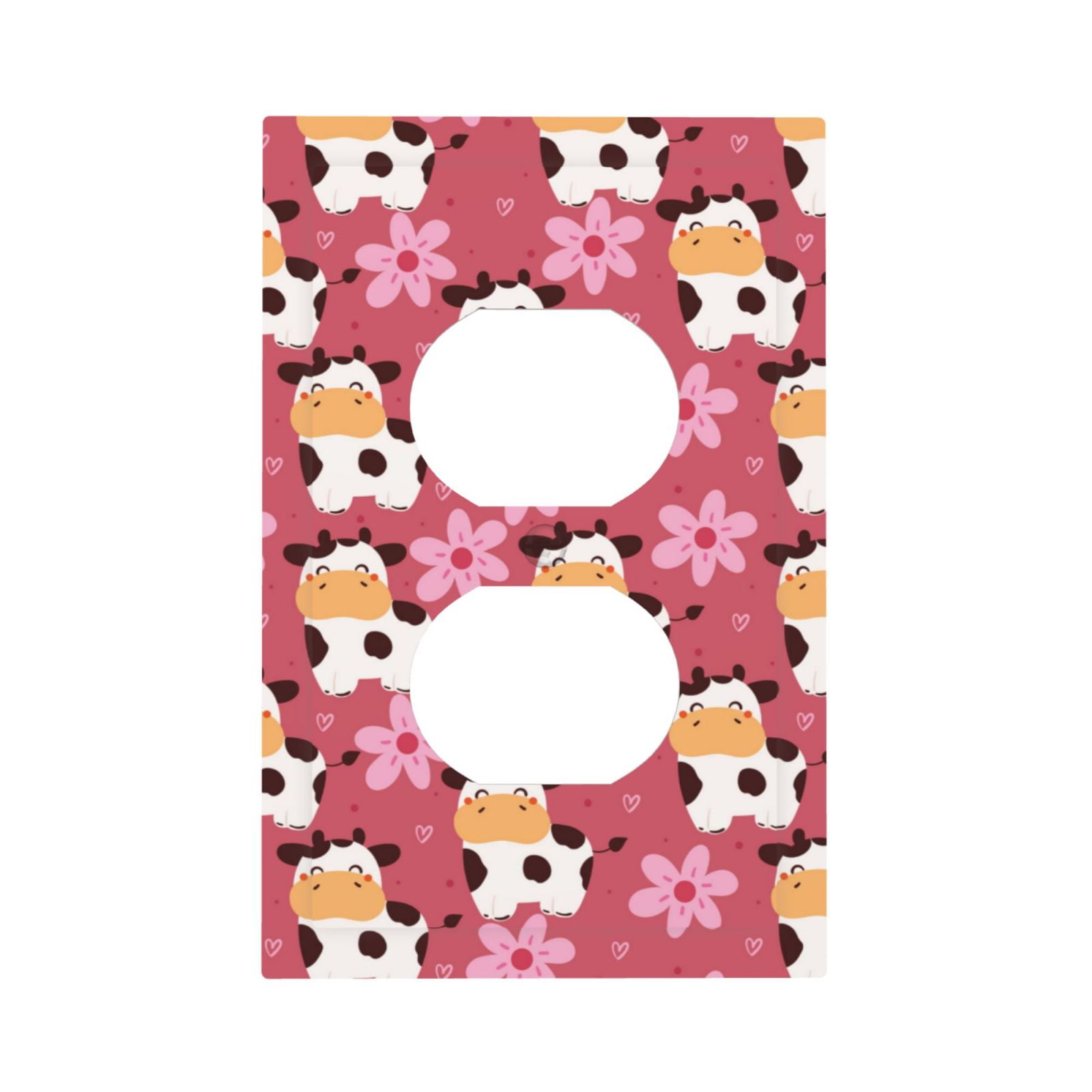 Fotbe Cow And Flower Print Duplex Receptacle Wall Plate, 1-Gang 5.0" x3 ...