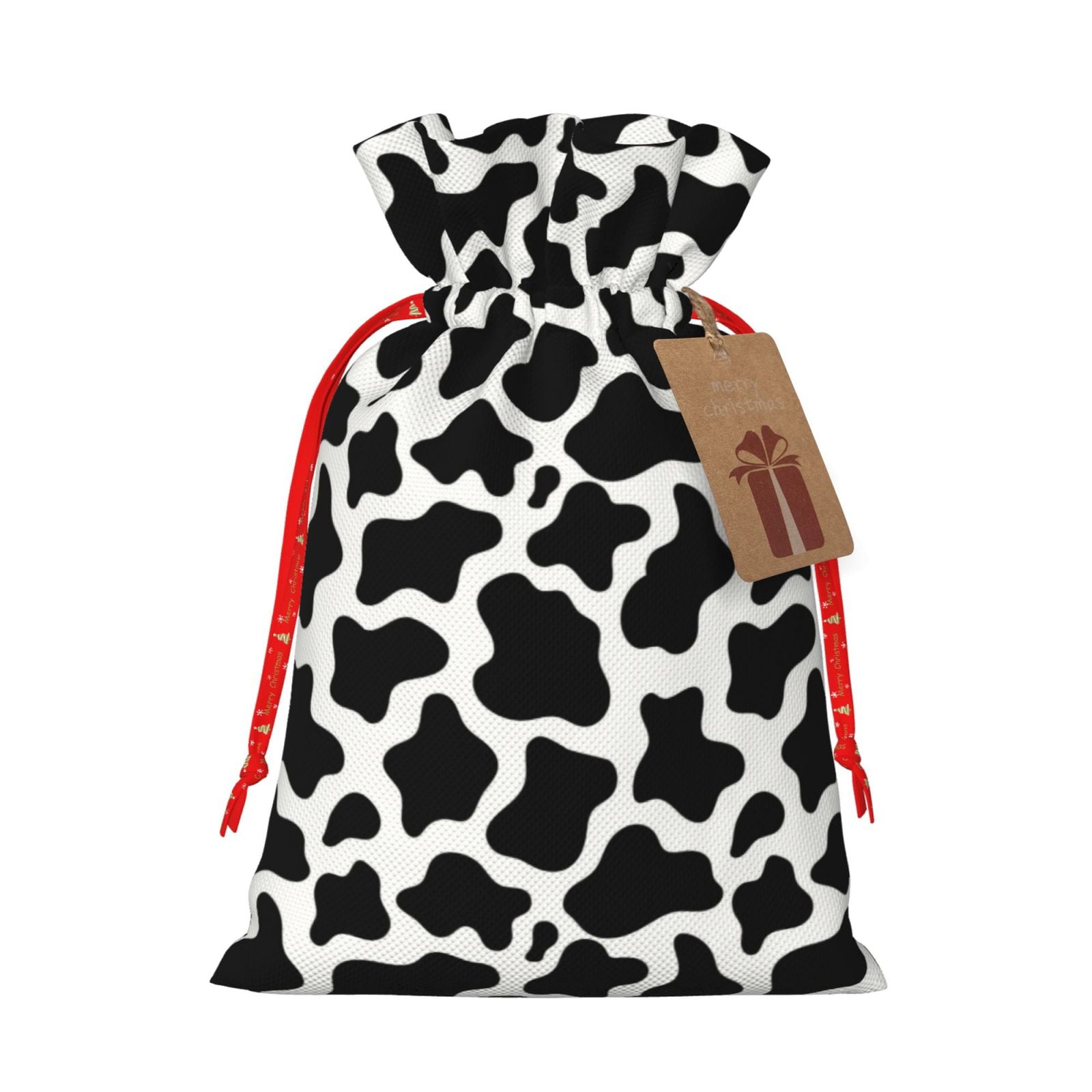 Fotbe Cow Print Black White Pattern Package Holiday Drawstring Gift ...