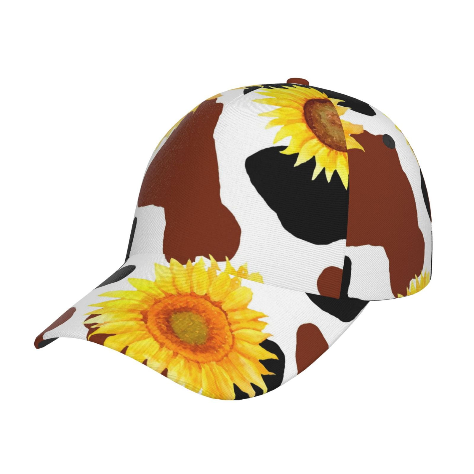 Fotbe Cow Print Sunflower Baseball Cap, Cow Print Sunflower Print Dad ...