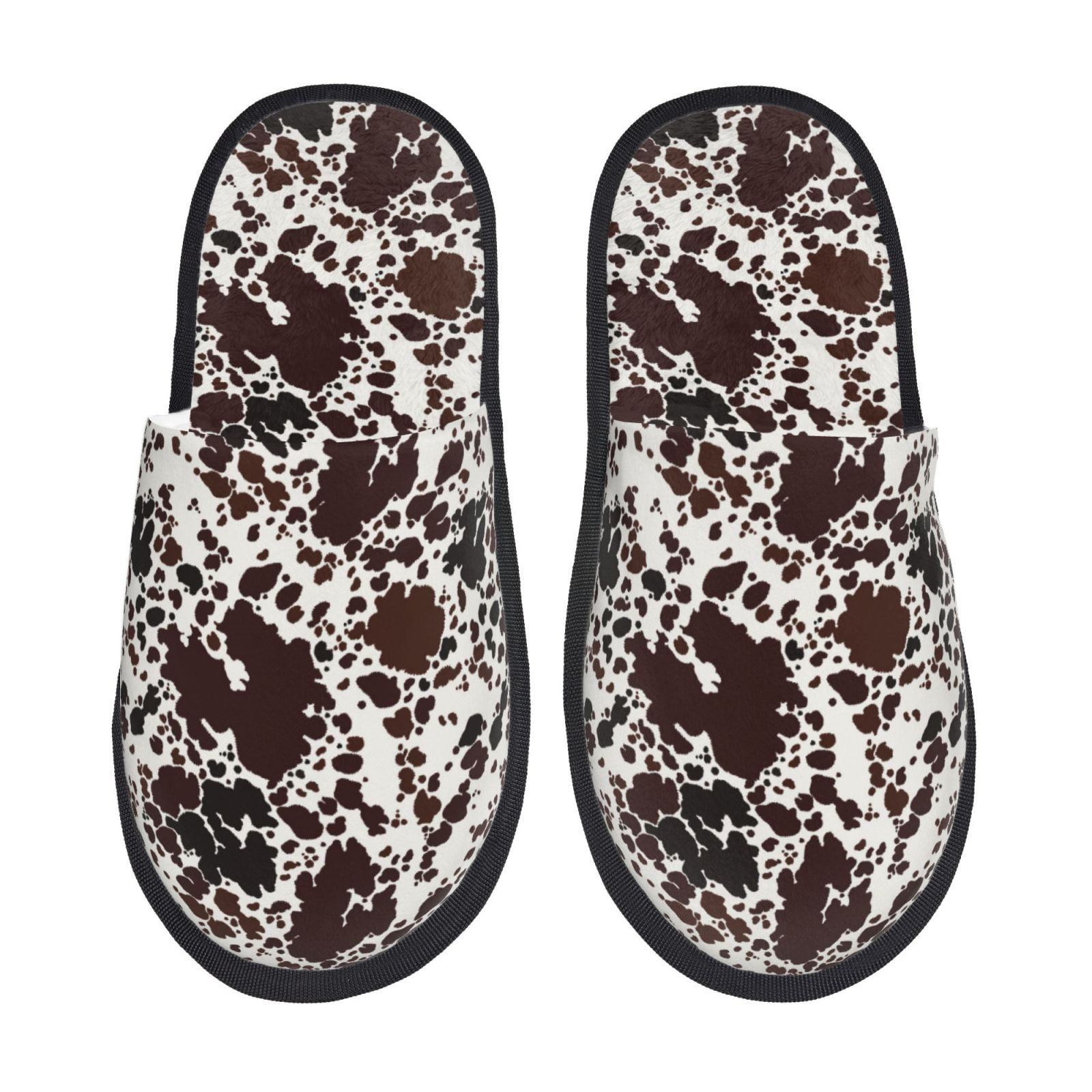 Fotbe Cow Skin Pattern Women's Fuzzy Slippers Plush Slippers Fluffy ...