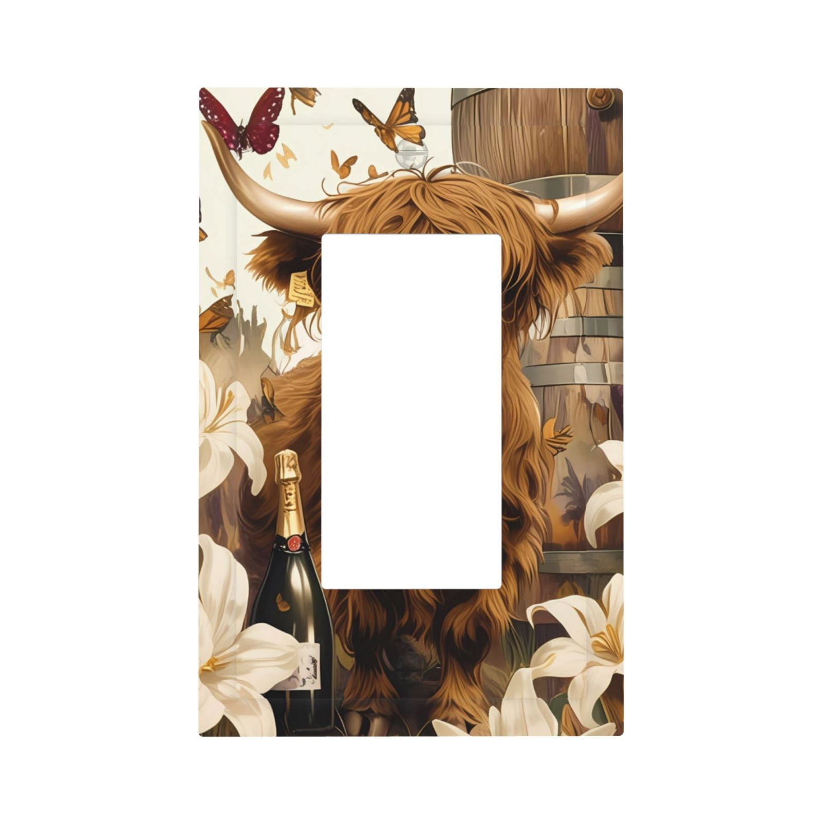 Fotbe Cow With Butterflies Lilies Print Duplex Receptacle Wall Plate, 1 ...