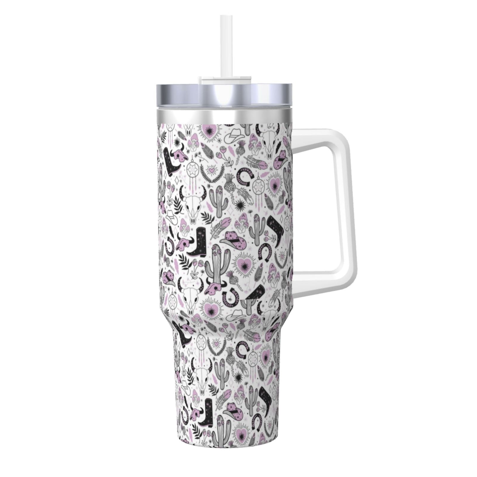 Fotbe Cowboy Pattern 40oz Ice Bully With Handle And Straw Stainless ...