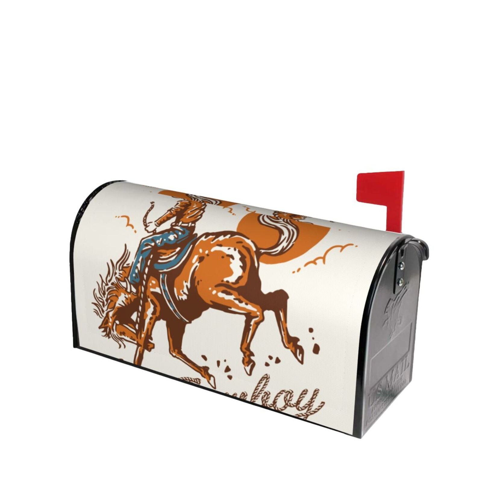 Fotbe Cowboy Riding Horse Mailbox Covers Post Letter Box Cover Garden ...