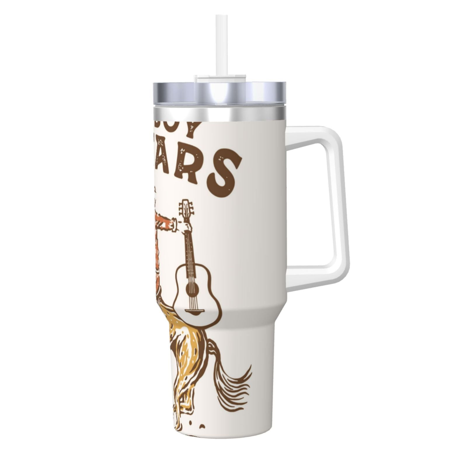 Fotbe Cowboy Rodeo Guitar Pattern 40oz Ice Bully With Handle And Straw ...