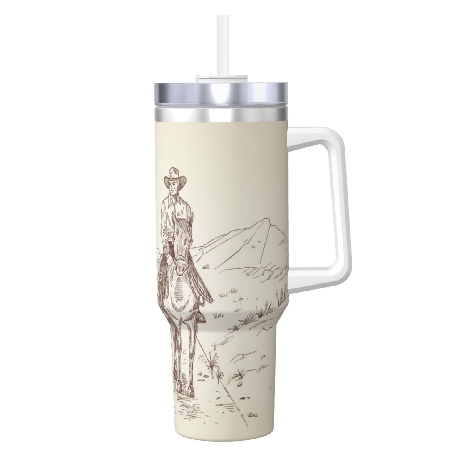 Fotbe Cowboys Riding Horses In Desert Pattern 40oz Ice Bully With ...