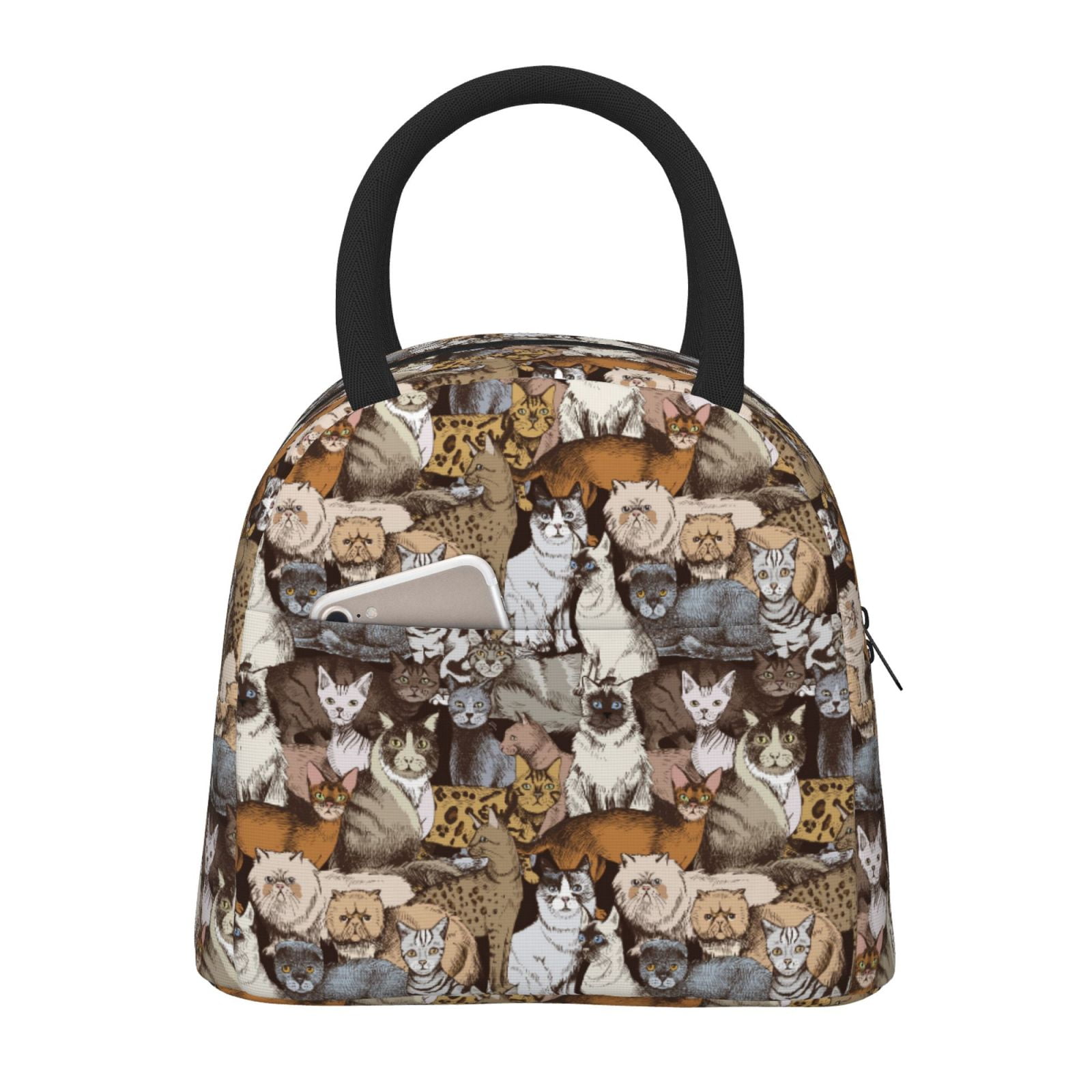 Fotbe Cut Cats Pattern Lunch Bag, Insulated Lunch Box, Small Leakproof ...