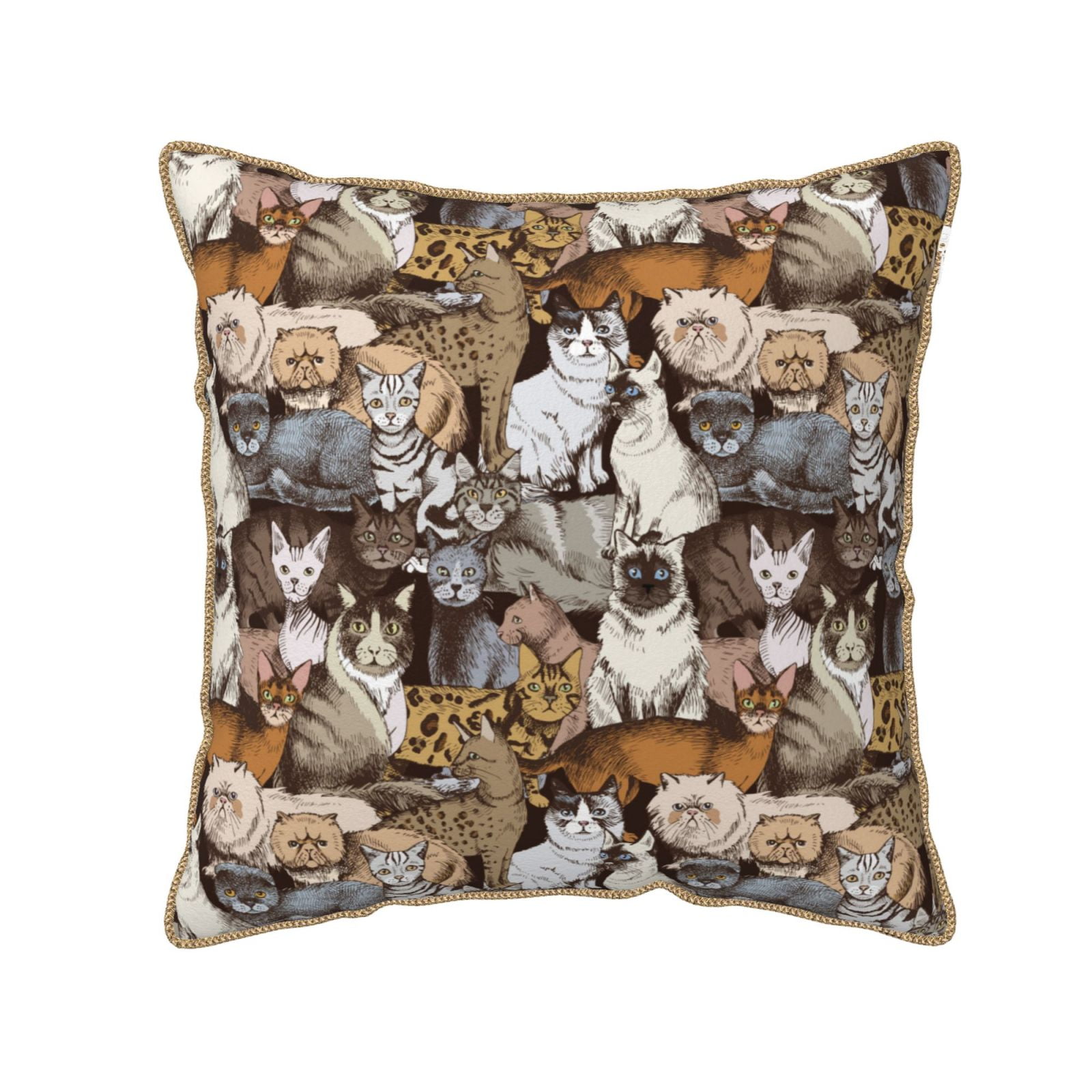 Fotbe Cut Cats Pattern Velvet Decorative Throw Pillow Covers with ...