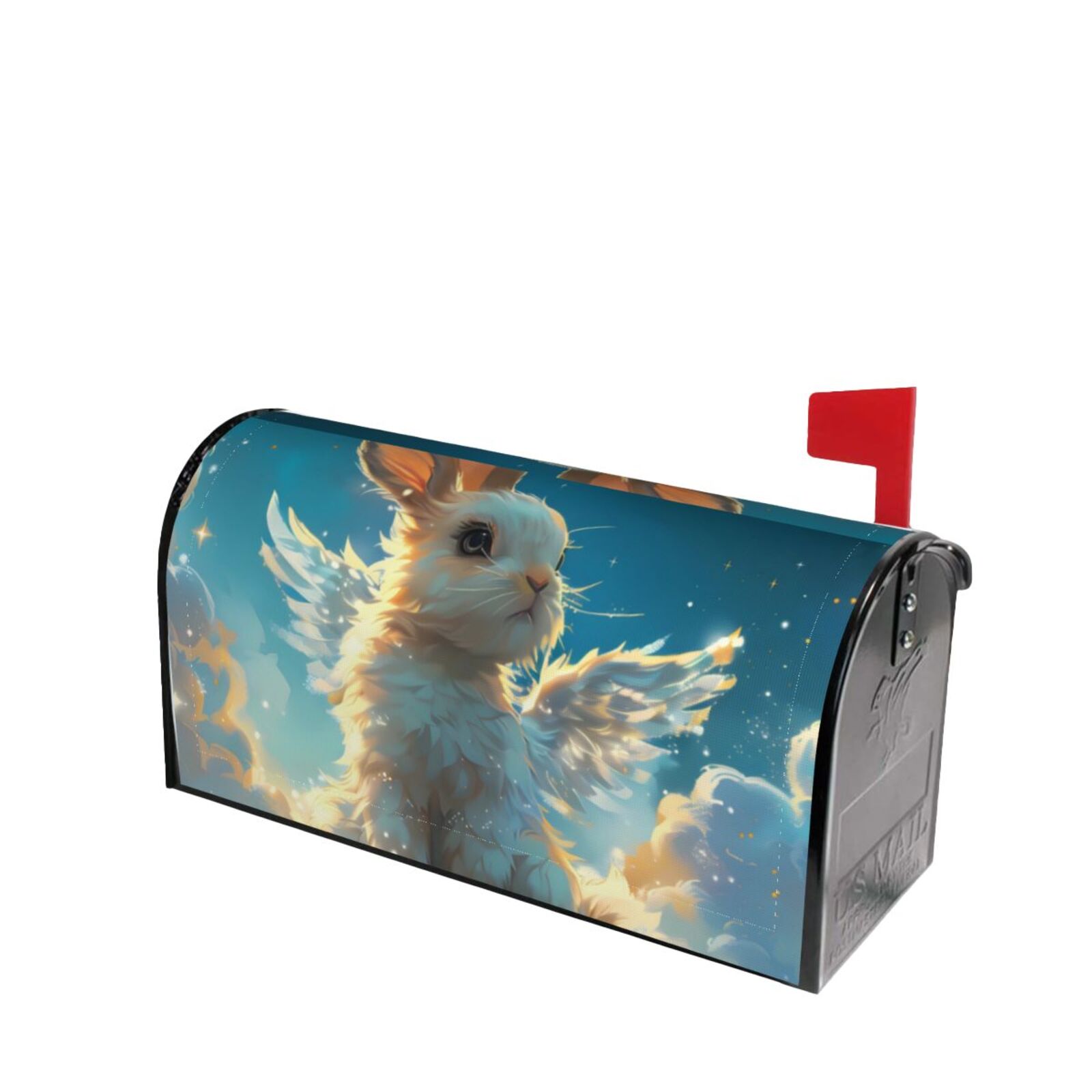 Fotbe Cute Angel Winged Rabbit Mailbox Covers Post Letter Box Cover ...