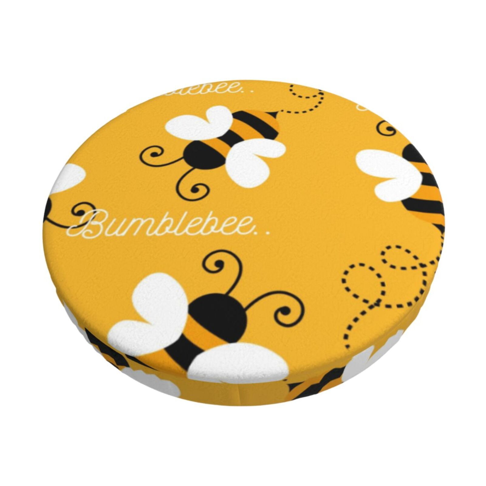 Fotbe Cute Bee Butterfly Yelllow Stool Covers Round,Waterproof Round ...