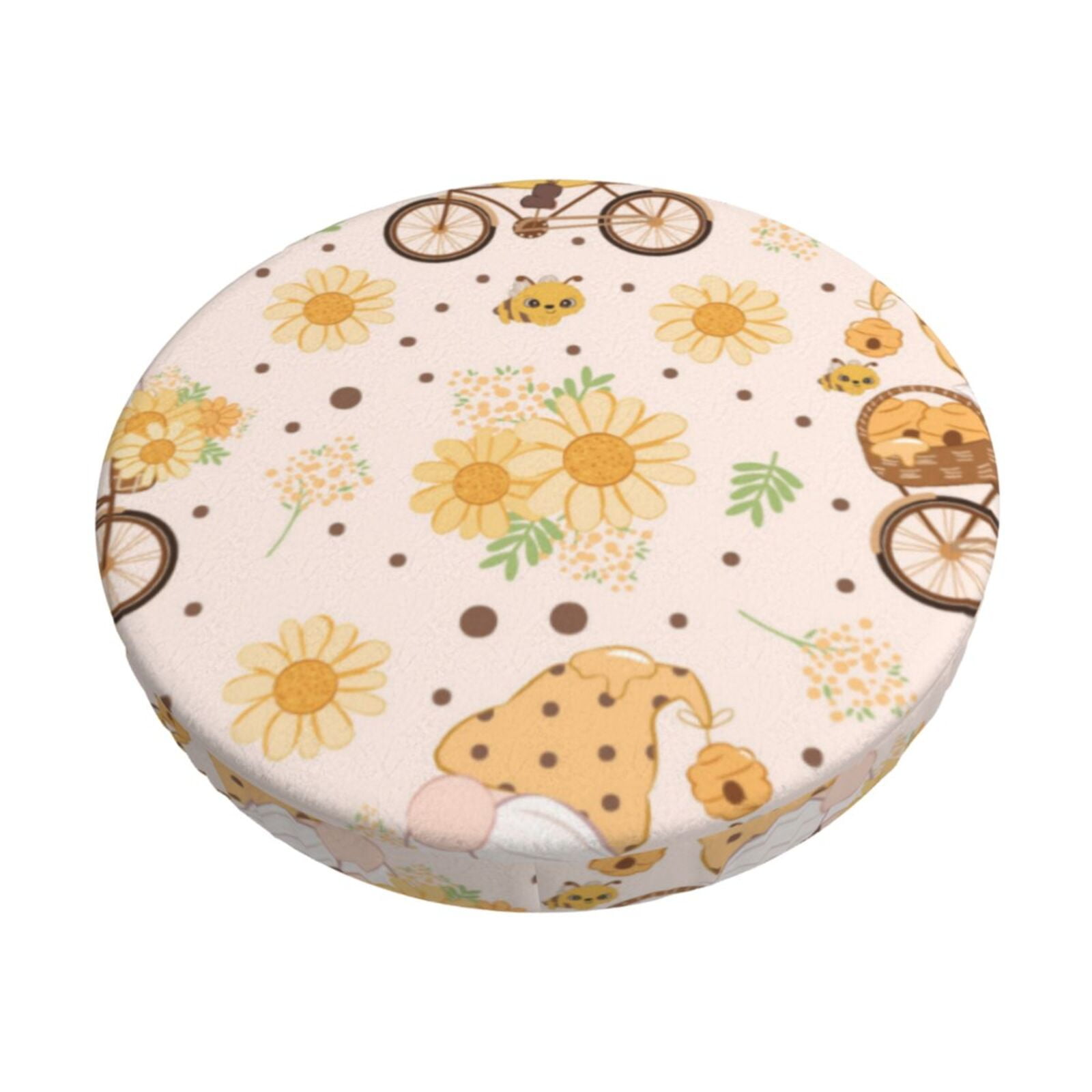 Fotbe Cute Bee Gnome Velvet Round Bar Stool Covers,Washable Bar Chair ...
