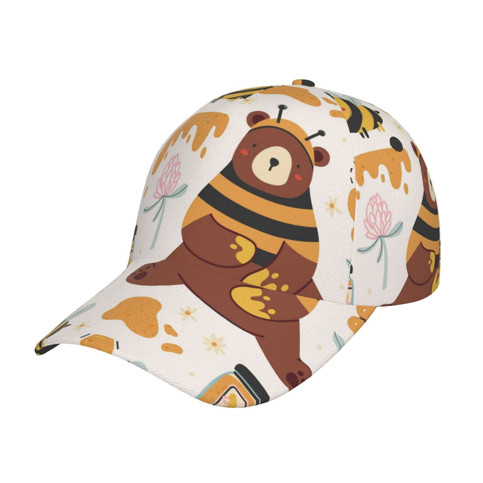 Fotbe Cute Bee Honey Jar Hive Bear Baseball Cap, Cute Bee Honey Jar ...