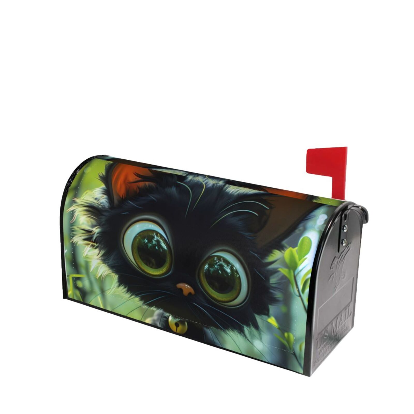 Fotbe Cute Big-Eyed Black Cat Mailbox Covers Post Letter Box Cover ...