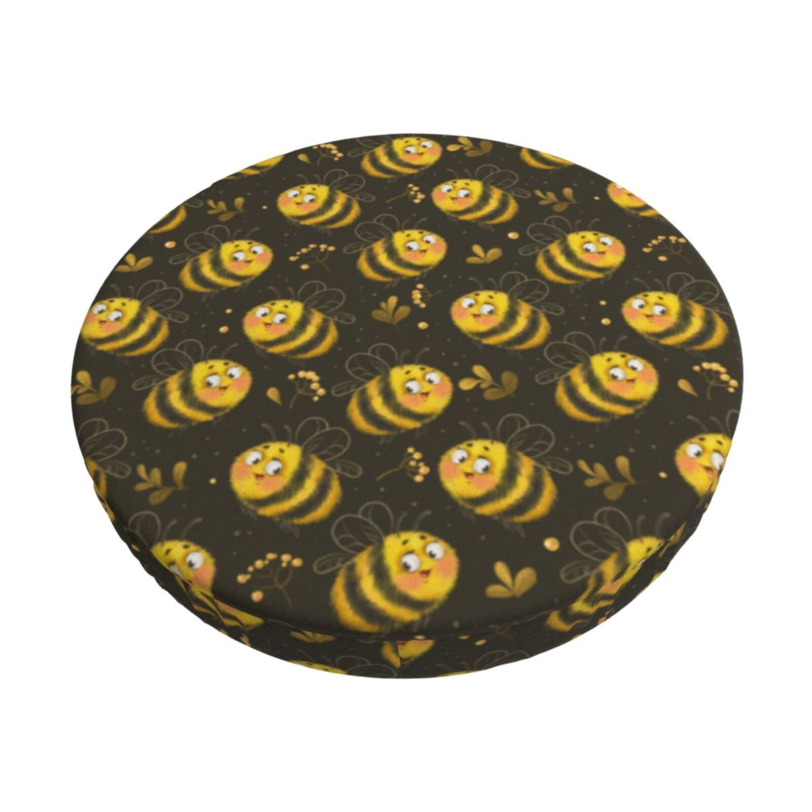 Fotbe Cute Cartoon Bees Stool Covers Round,Waterproof Round Bar Stool ...