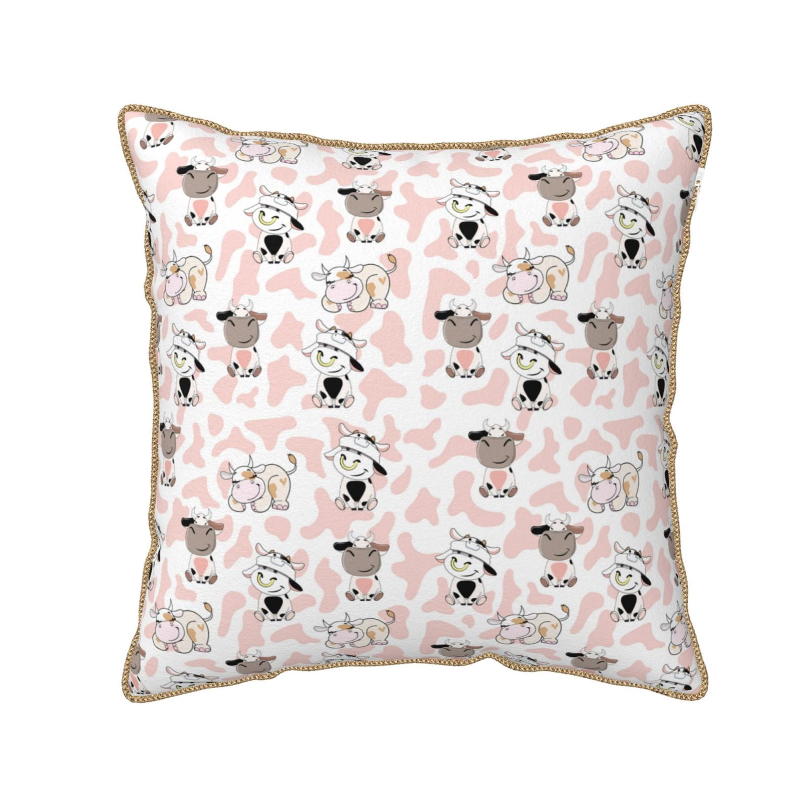 Fotbe Cute Cartoon Cows Pattern Velvet Decorative Throw Pillow Covers ...