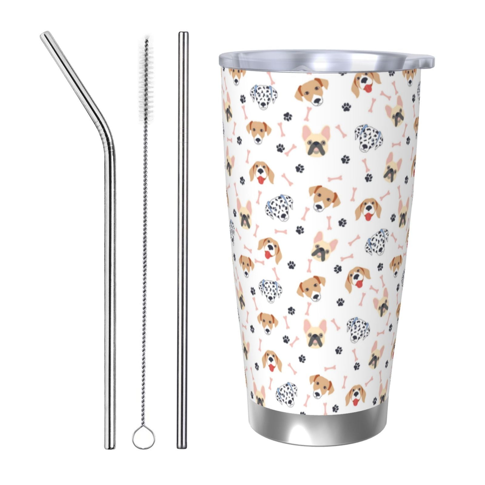 Fotbe Cute Cartoon Dogs Pattern 20 oz Tumbler Stainless Steel Vacuum ...