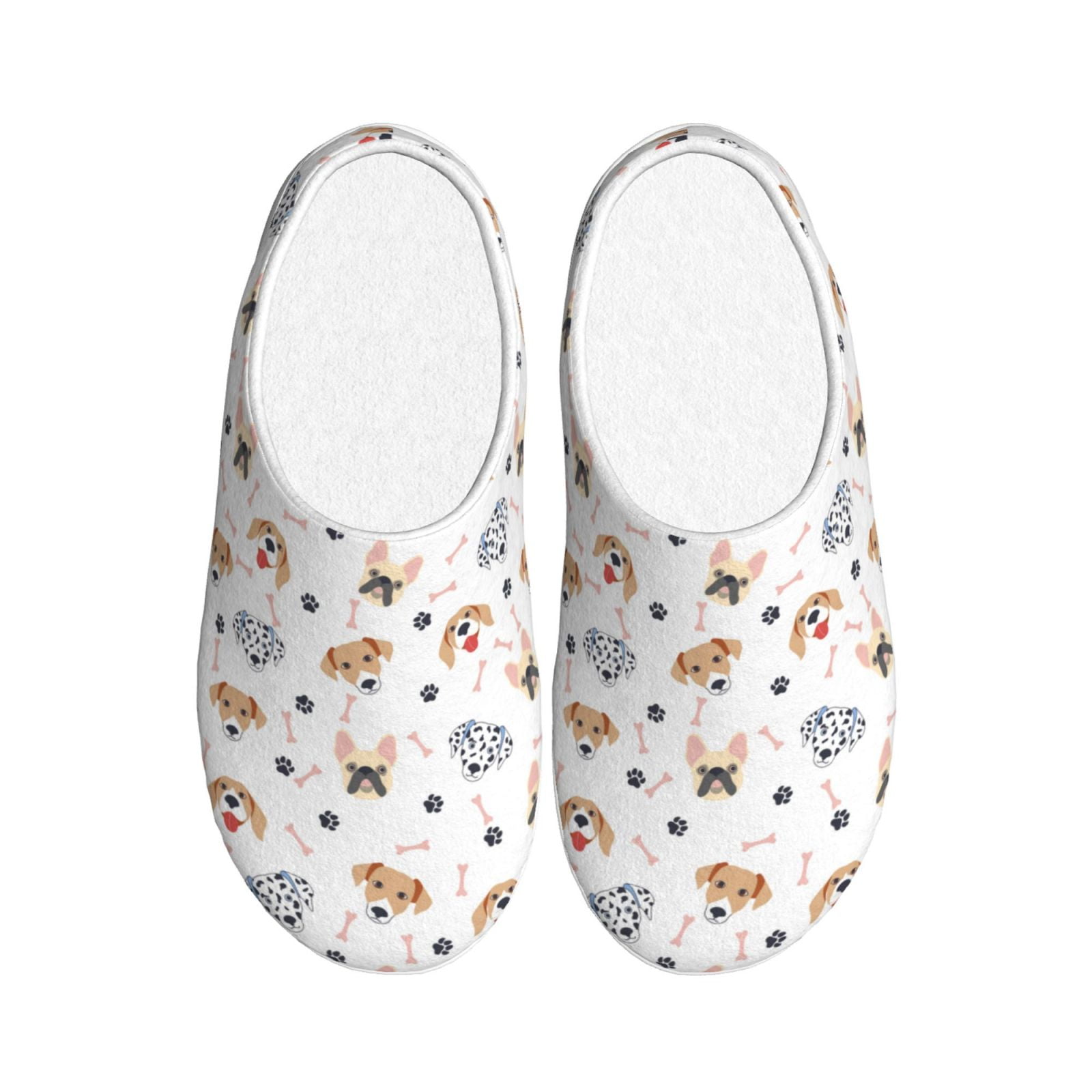 Fotbe Cute Cartoon Dogs Pattern Women's Fuzzy Curly Fur Memory Foam ...